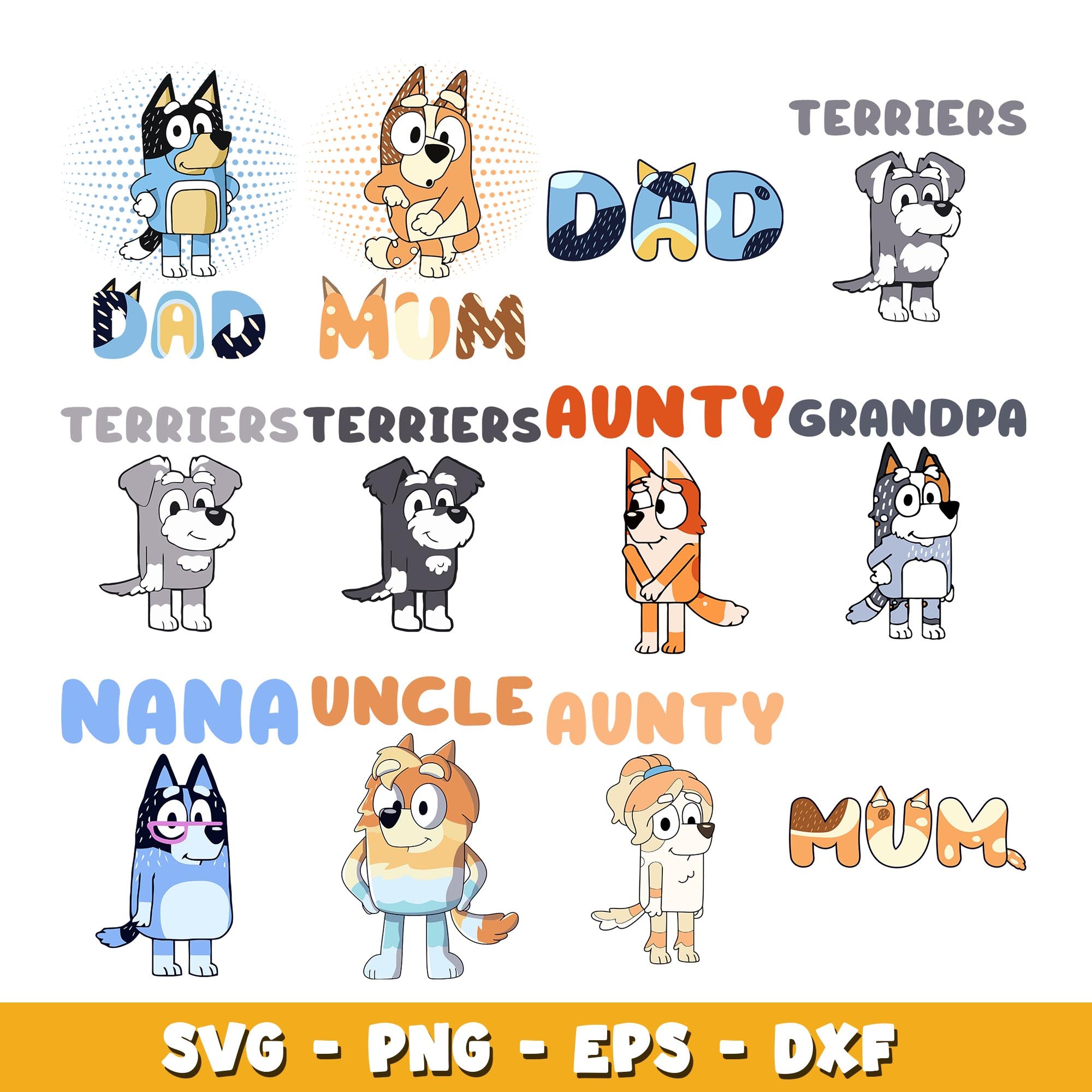 Bluey Family svg, Bluey bundle svg, Cartoon svg – DreamSVG Store