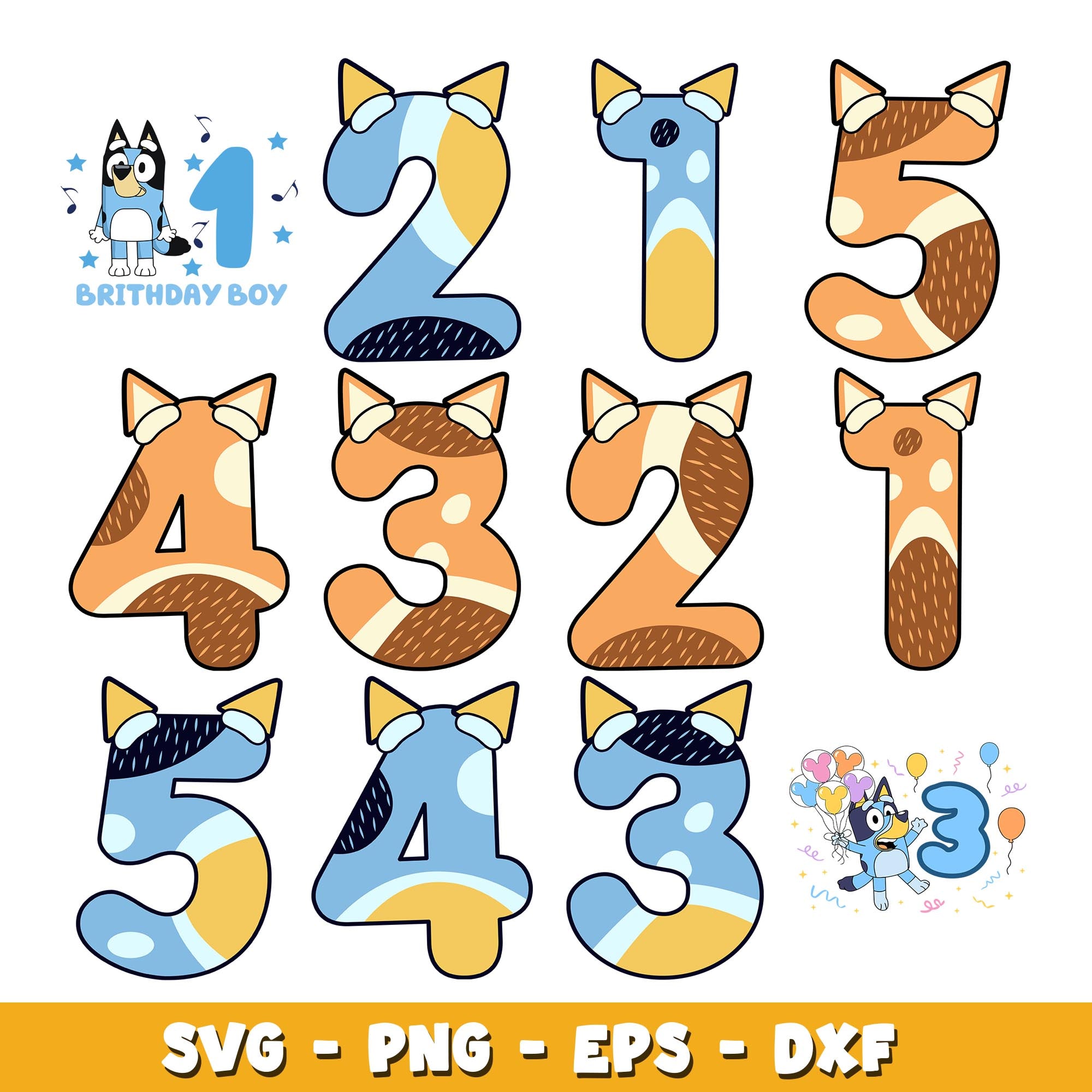 Bluey and bingo Number svg, Bluey bundle svg, Cartoon svg – DreamSVG Store