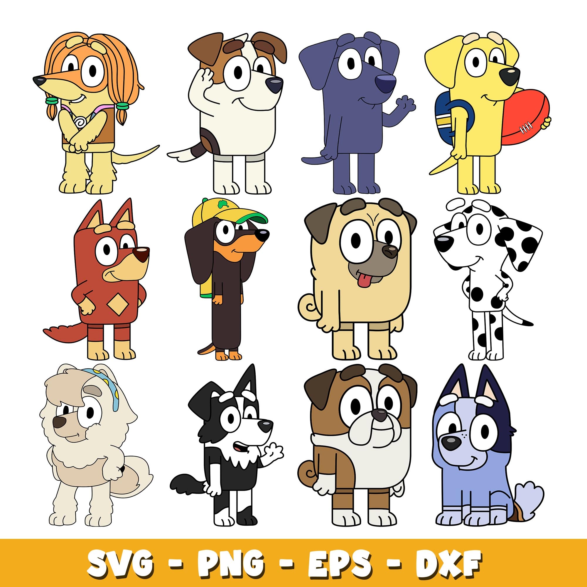 Bluey Honey Indy Lucky Snickers Rusty Coco Chloe Mackenzie and Friends ...