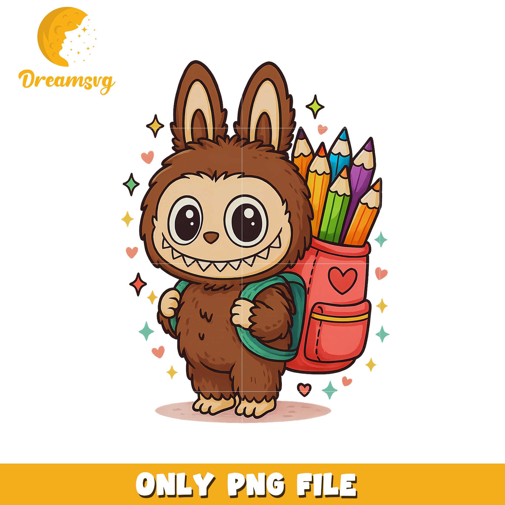 Brown wood labubu go to school png, labubu characters png, labubu wall ...