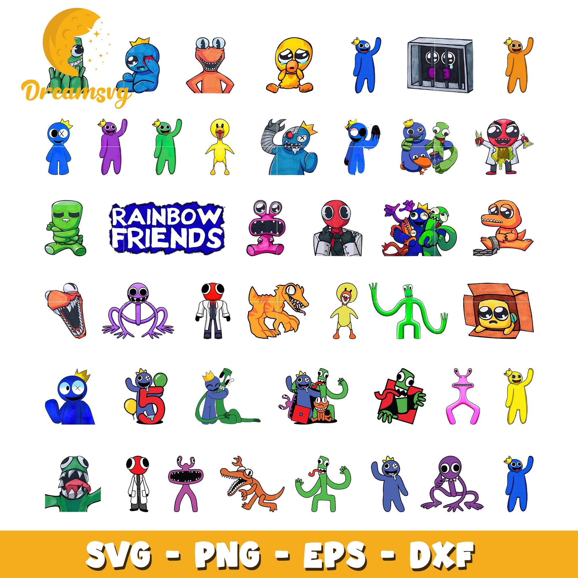 Members ainbow friends design bundle svg, rainbow friends svg ...