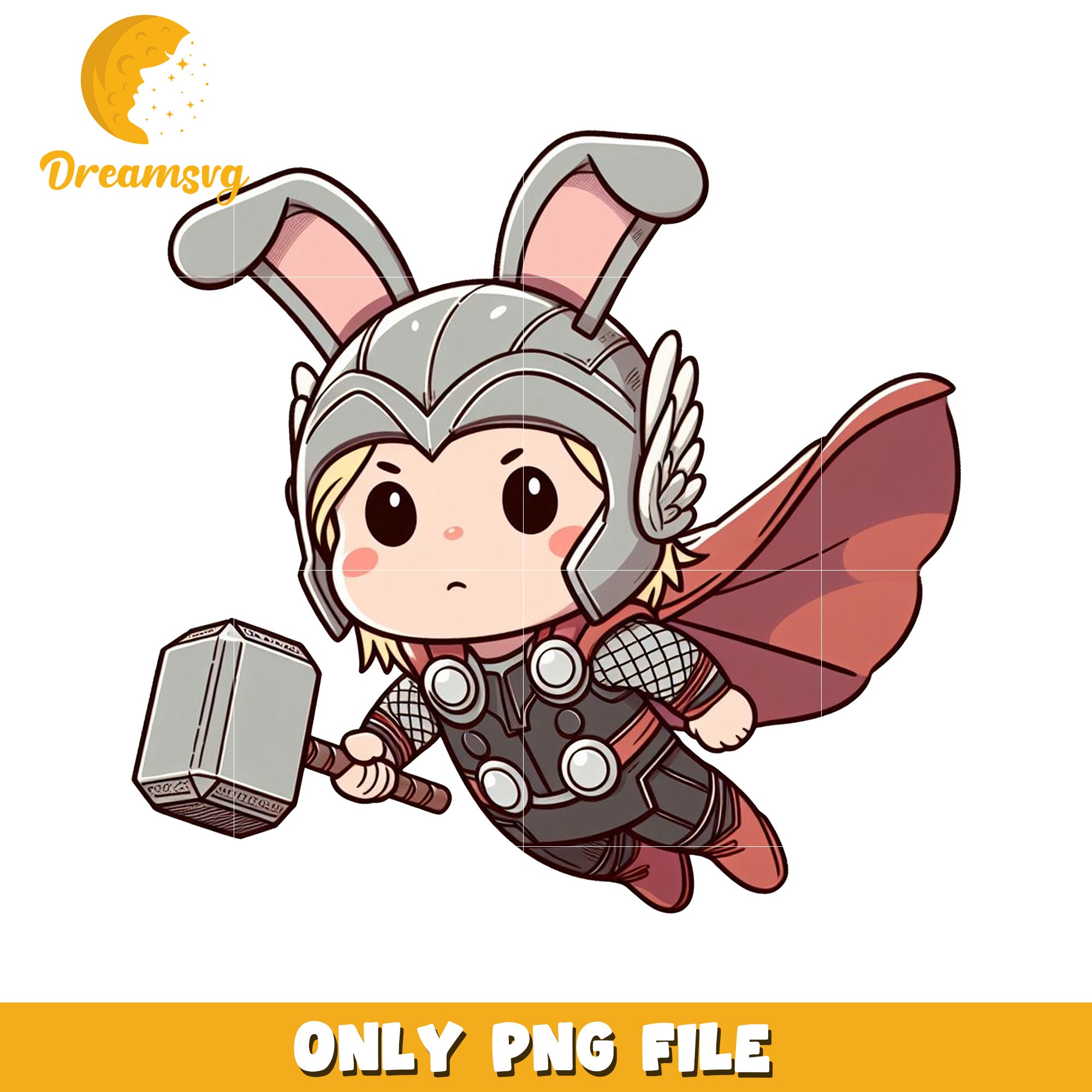 Bunny Thor PNG Cute Cartoon Character – DreamSVG Store