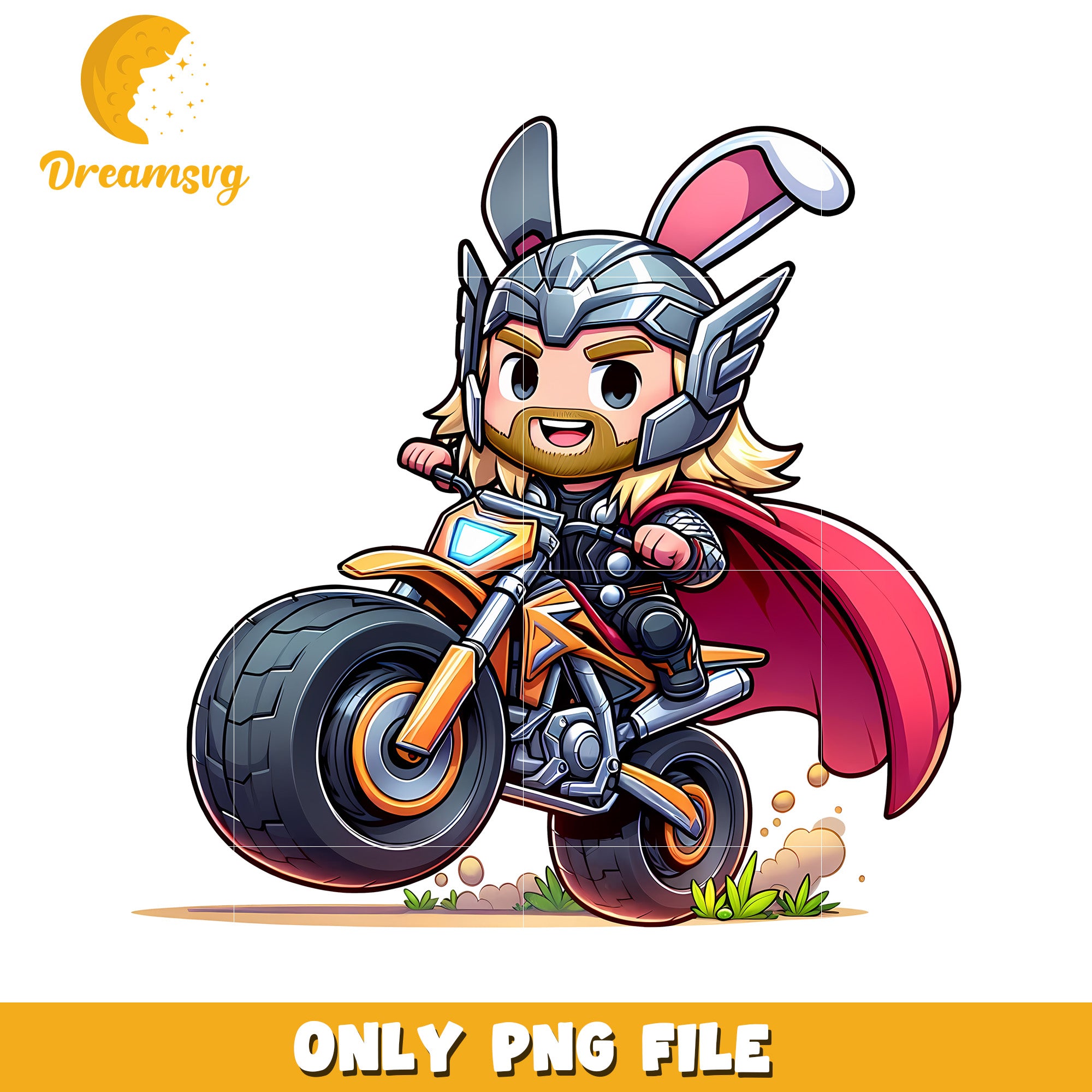 Bunny Thor on Motorcycle PNG – DreamSVG Store