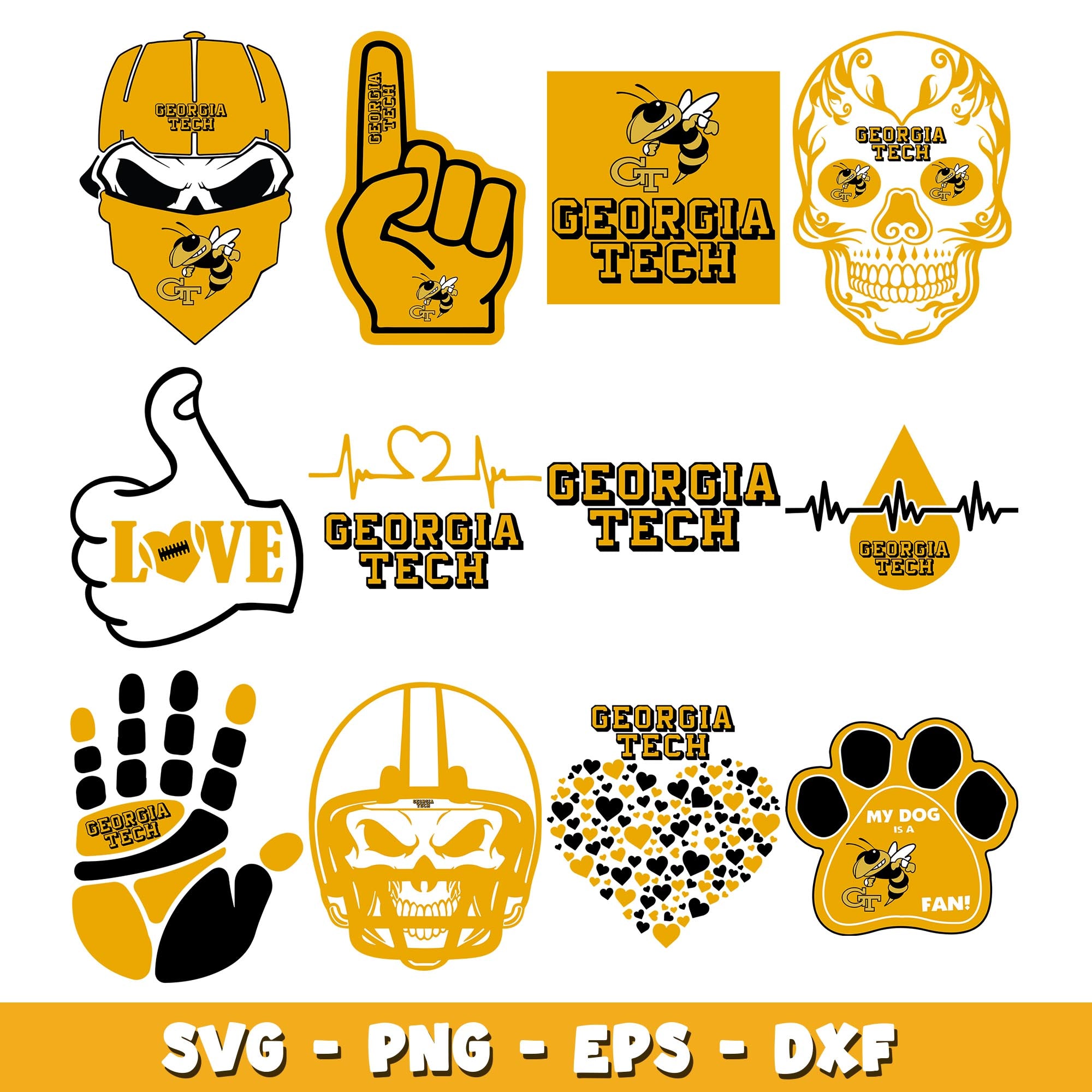 Georgia Tech logo Bundle svg, Georgia Tech Yellow logo svg, ncaa svg ...