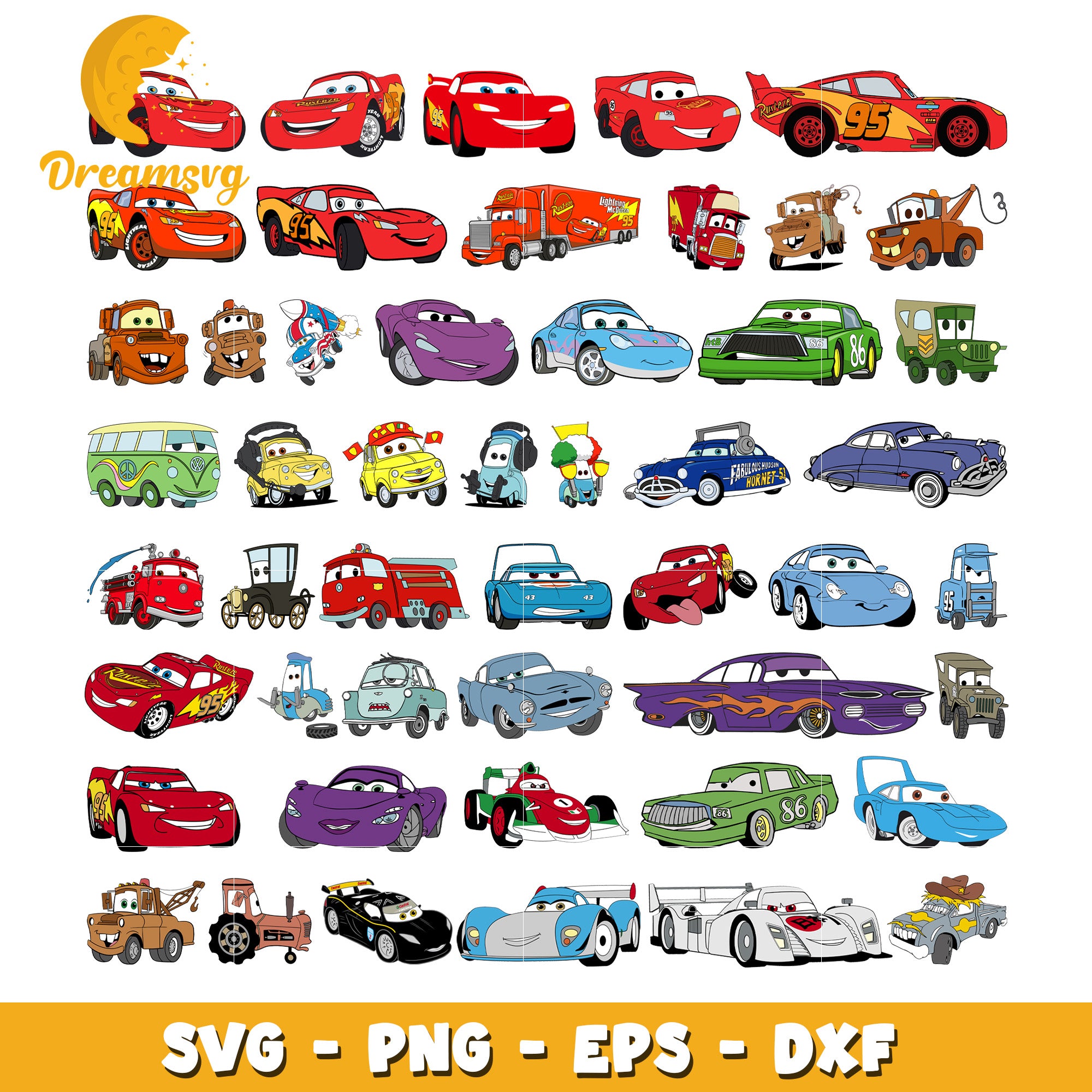 Disney cars cartoon characters bundle svg, disney cars svg – DreamSVG Store