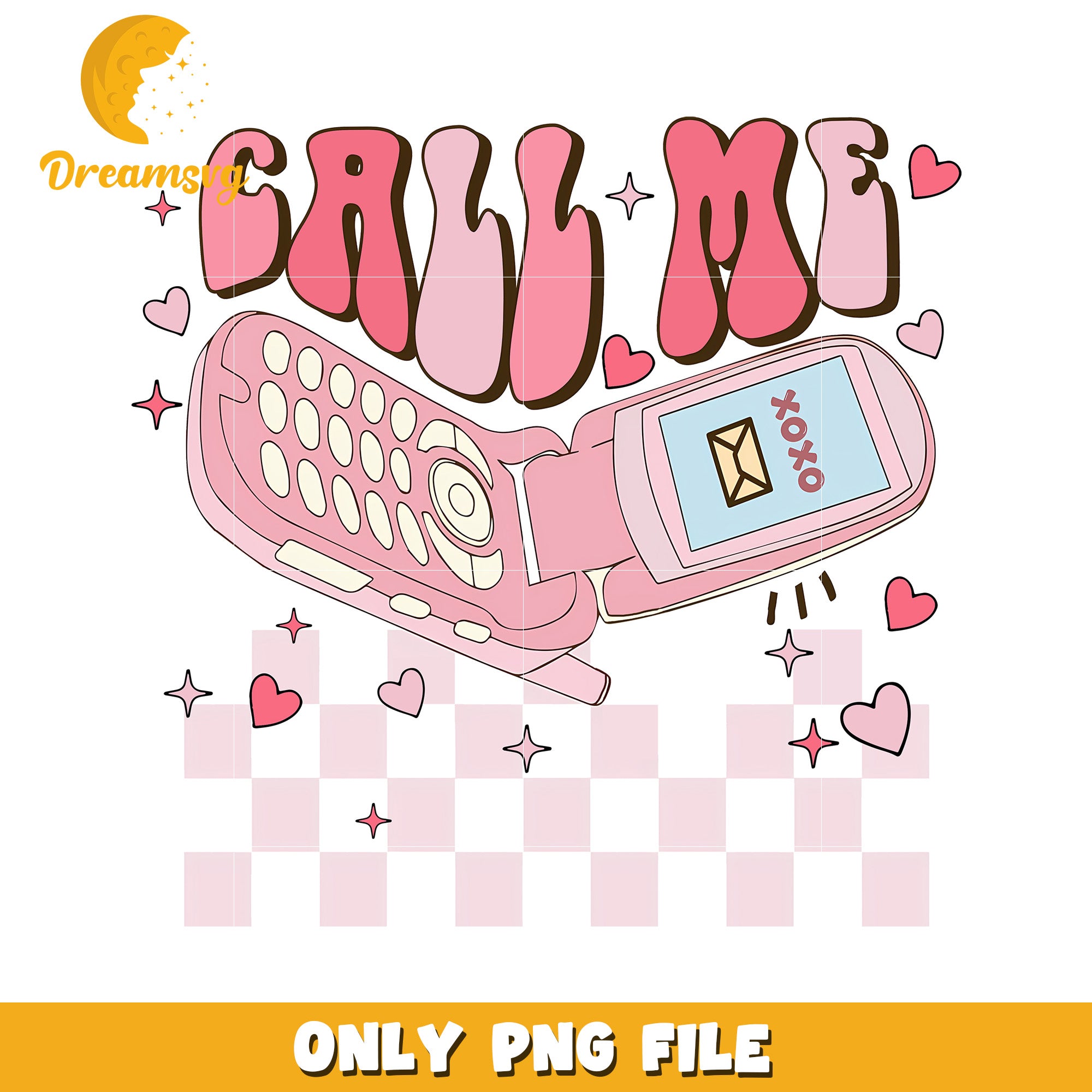 Call Me Pink Phone PNG Design – DreamSVG Store