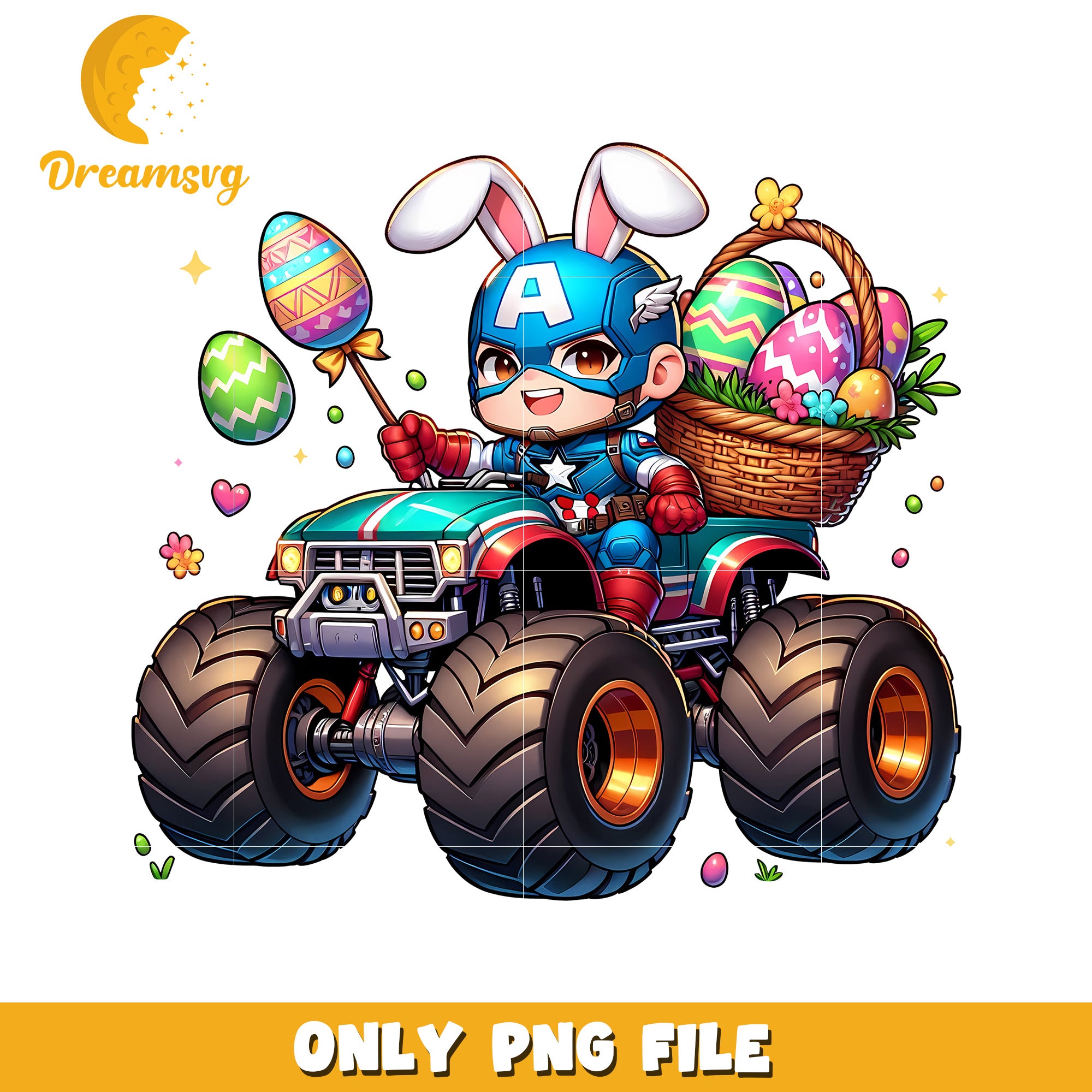Captain America Easter Monster Truck PNG – DreamSVG Store