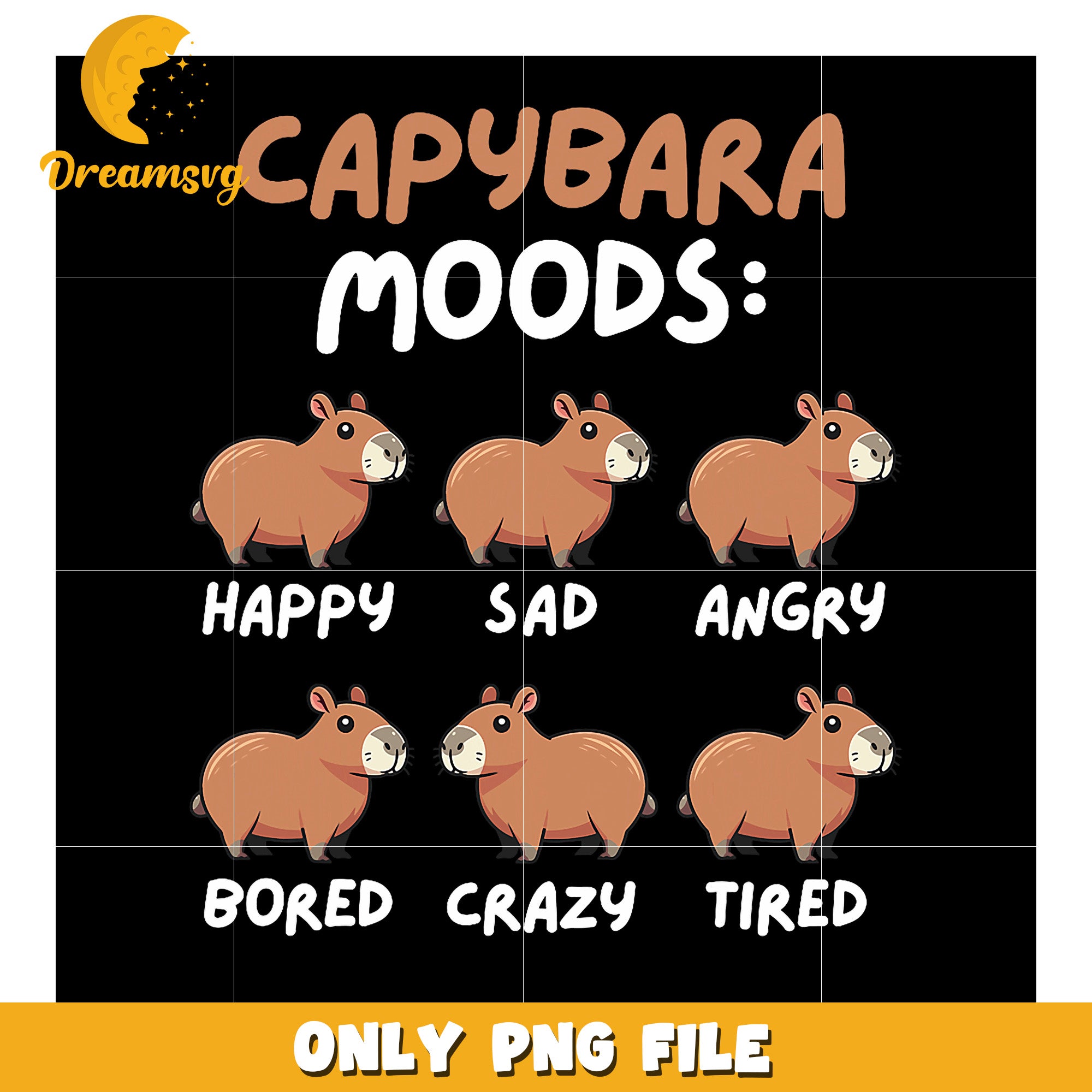 Capybara Moods PNG Design – DreamSVG Store