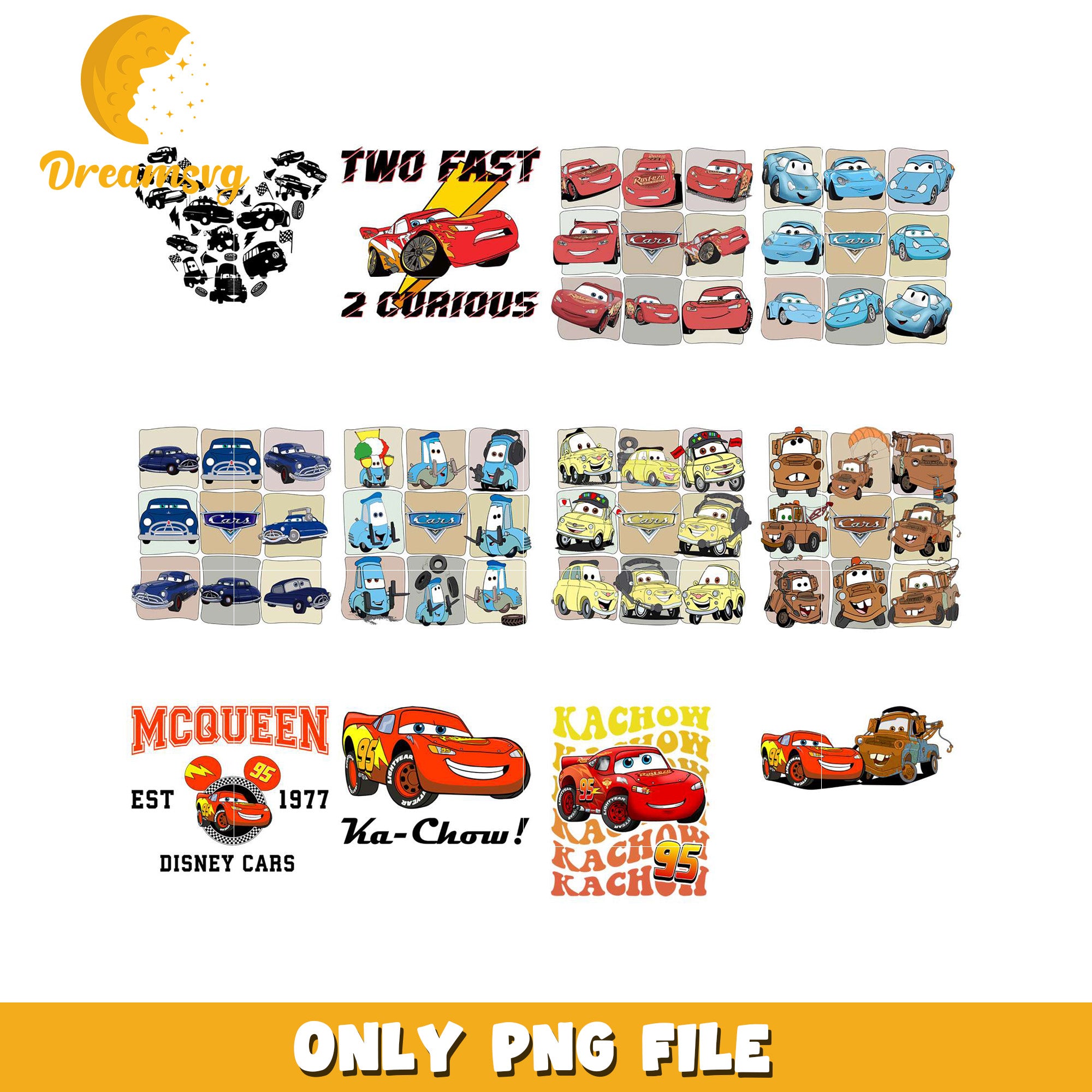 Cars PNG Bundle McQueen, Mater & More – DreamSVG Store