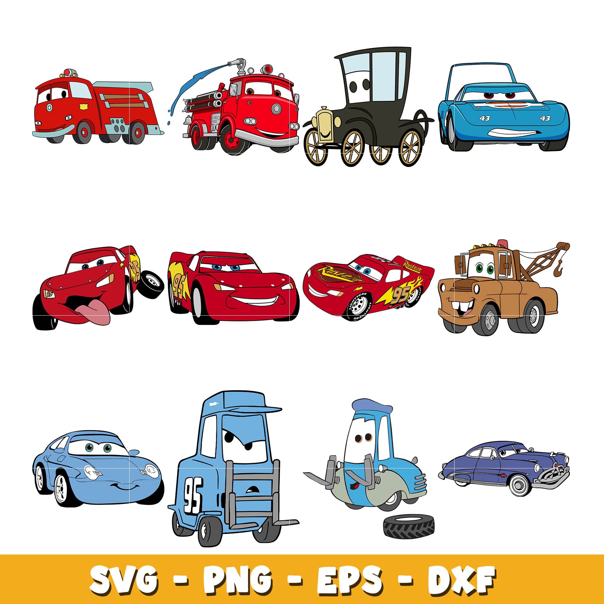 Disney Cars Lightning McQueen bundle svg, Disney car svg, Digital down ...