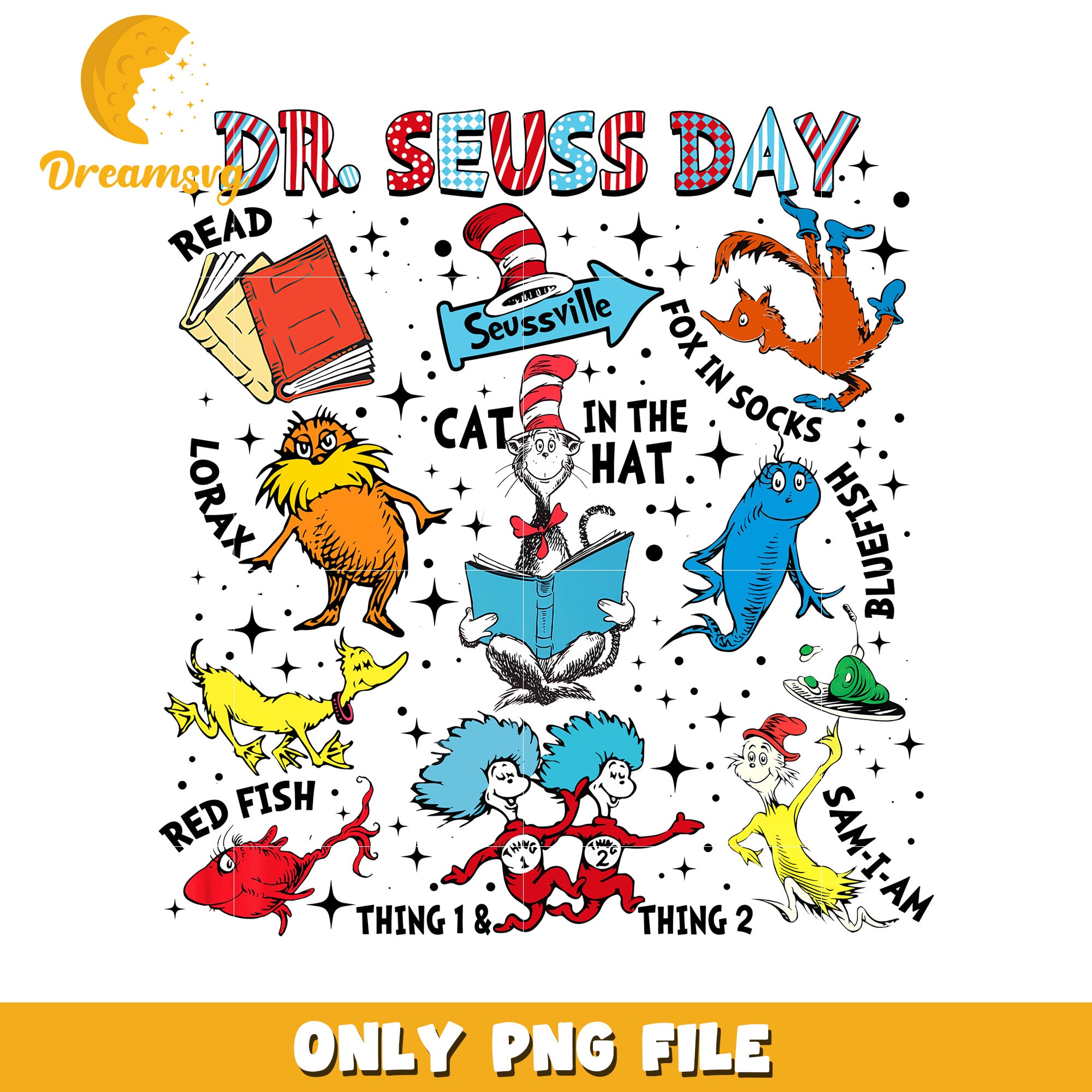 Celebrate Dr Seuss Day with Fun Illustrated PNG Design – DreamSVG Store