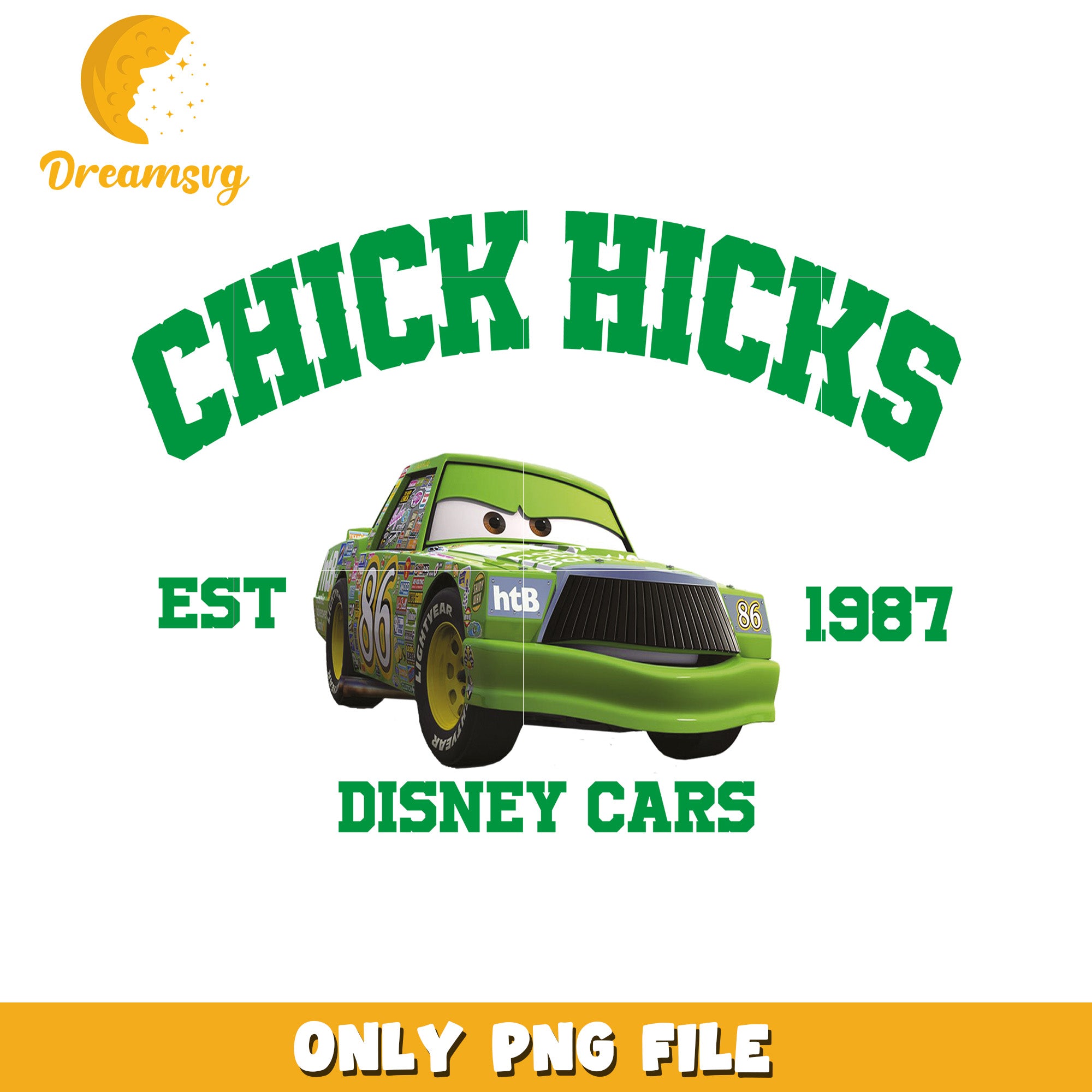 Chick Hicks Disney Cars PNG File for Kids Room Decor – DreamSVG Store