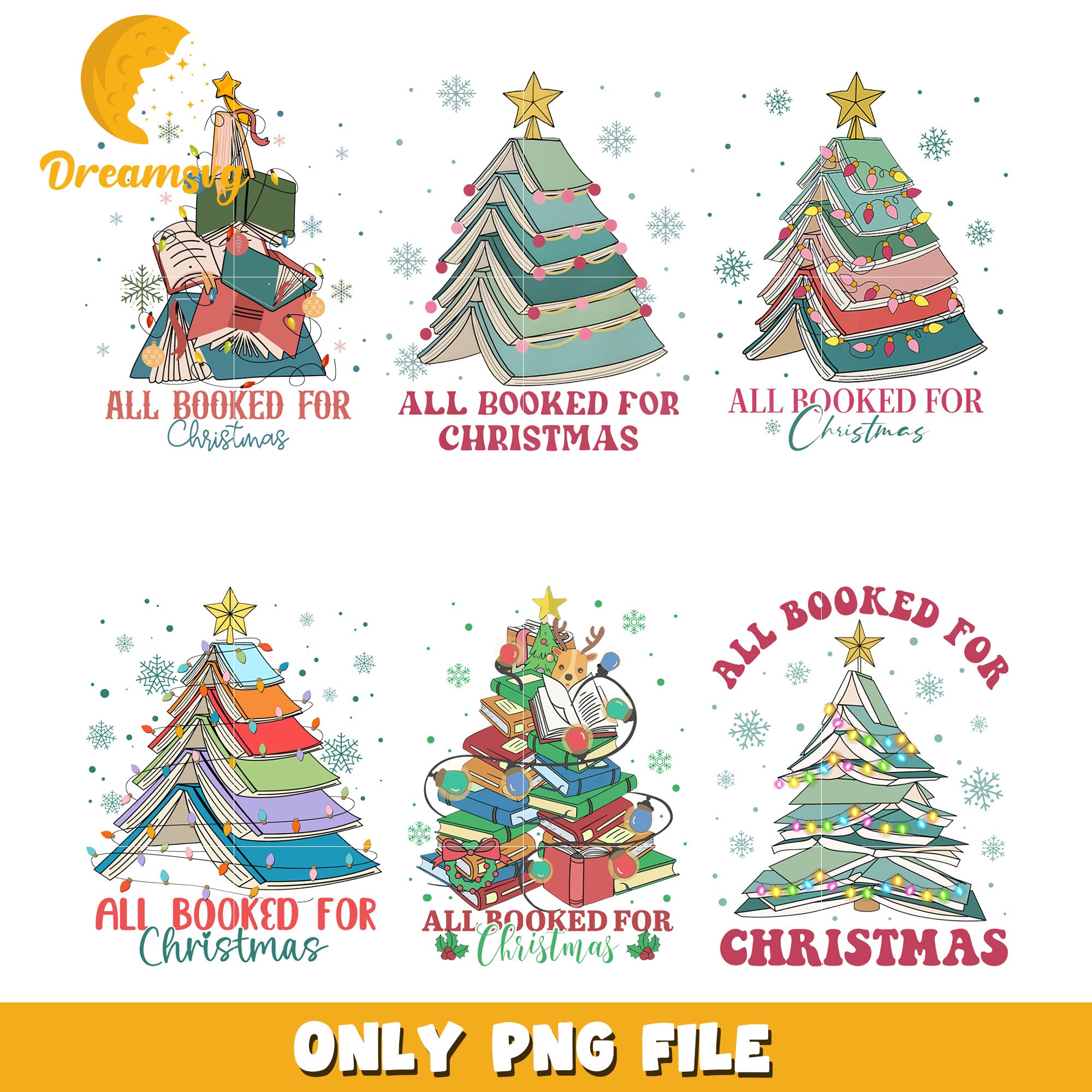 All booked for christmas bundle png, christmas tree books png ...