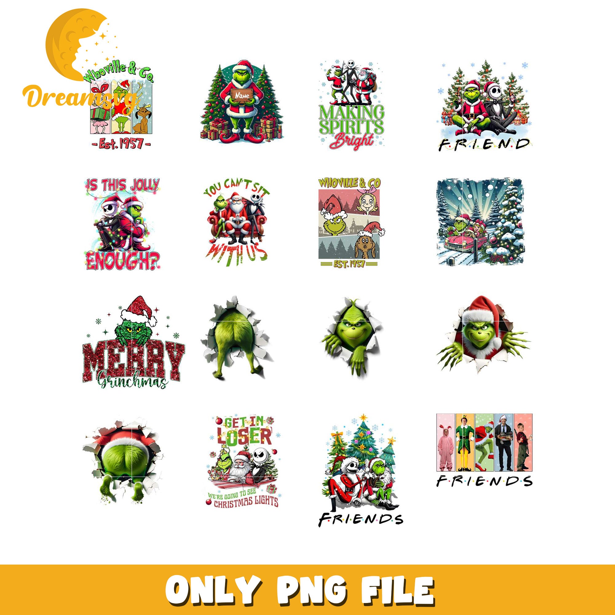 Christmas Grinch PNG Bundle Designs – DreamSVG Store