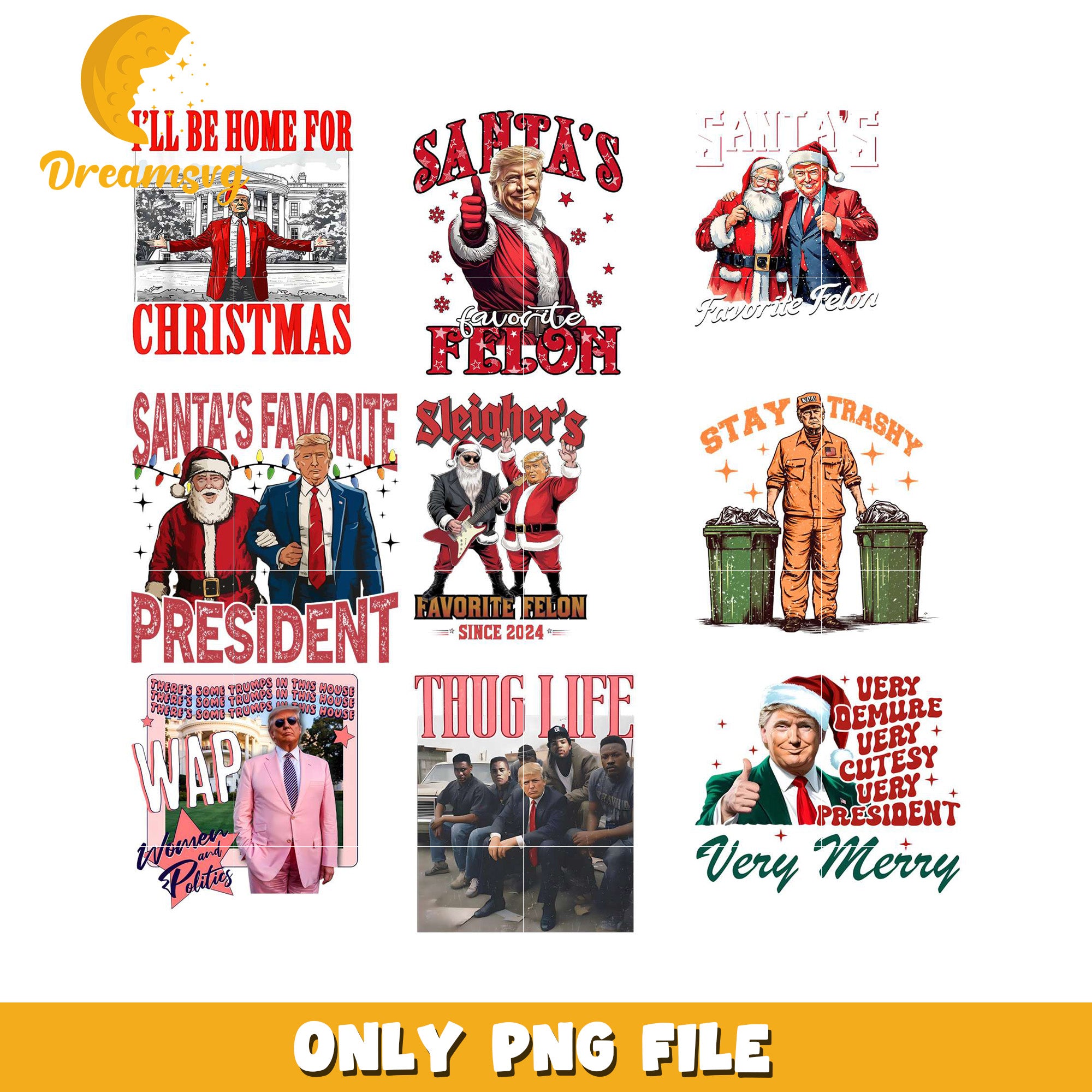 Christmas Trump PNG Bundle Designs – DreamSVG Store