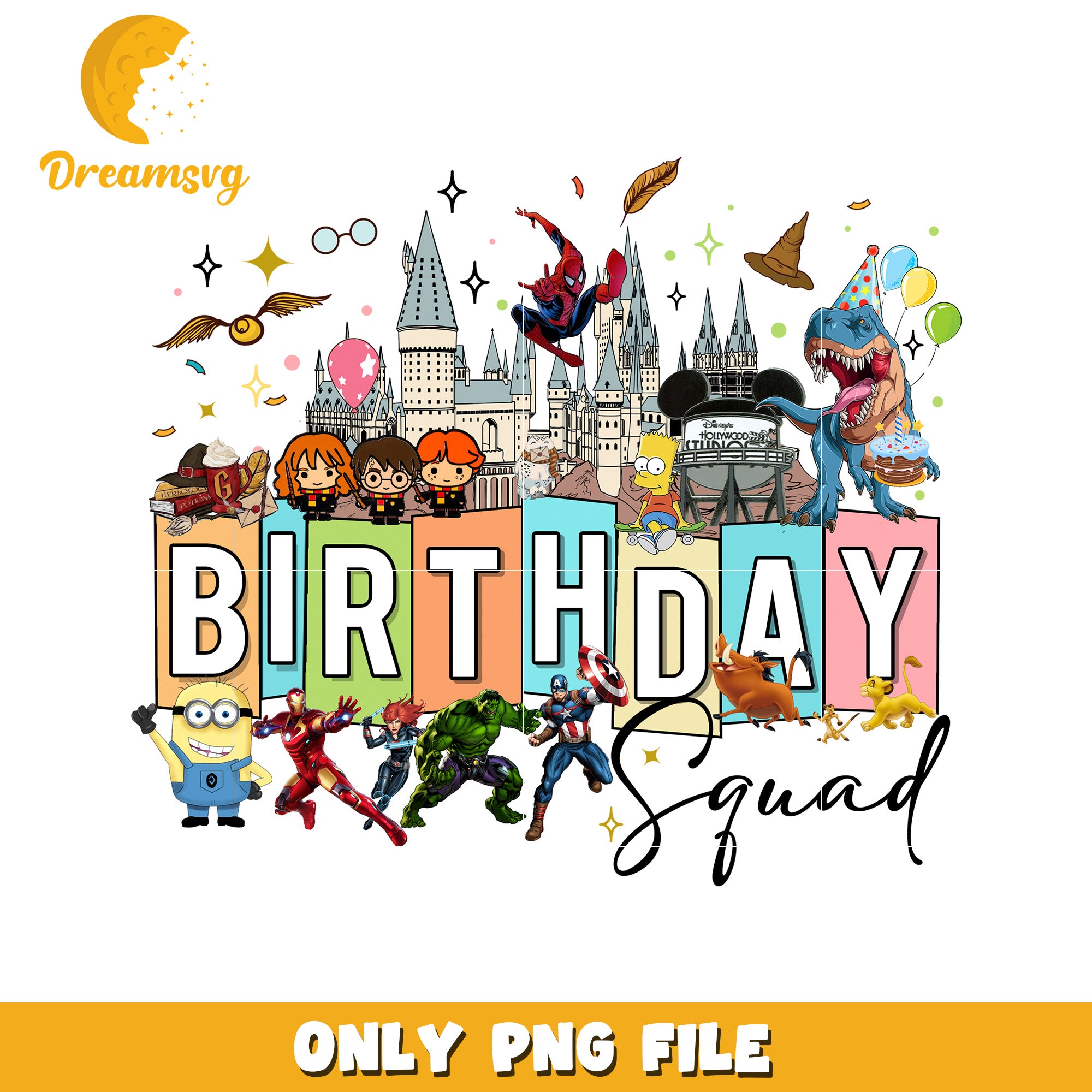 Colorful Birthday Squad PNG Design for Fun Celebrations – DreamSVG Store