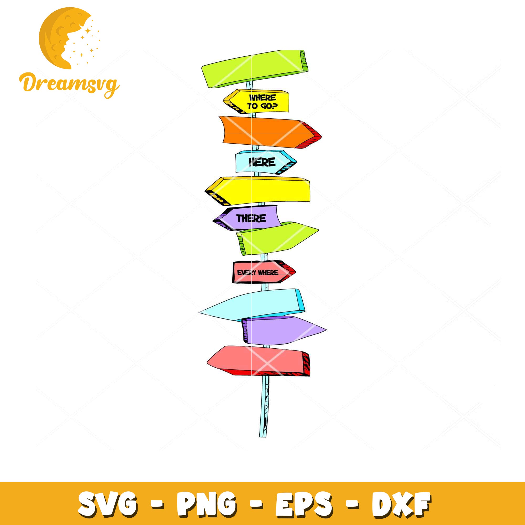 Colorful Direction Sign SVG Cut File – DreamSVG Store