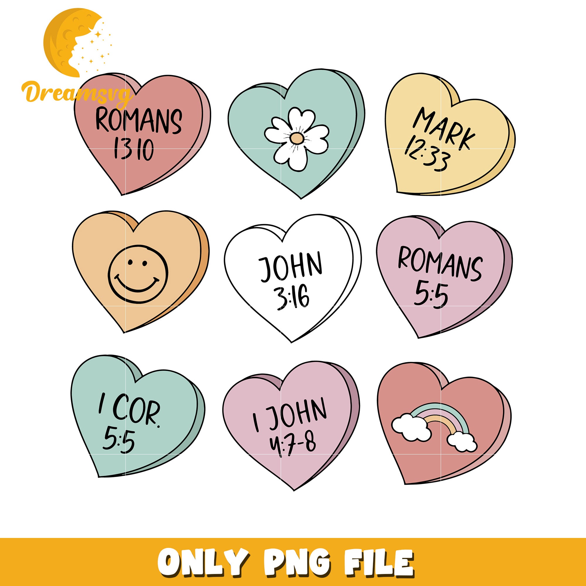 Colorful Heart Bible Verse PNG Design for Crafts – DreamSVG Store