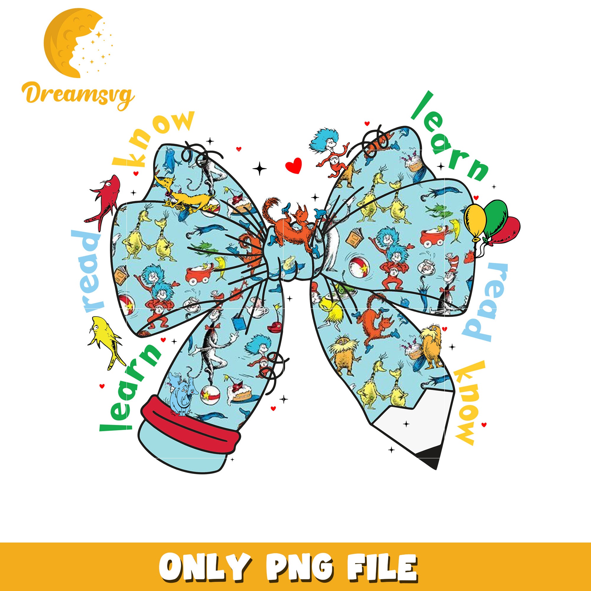 Colorful Learning Bow PNG for Kids Education Designs – DreamSVG Store