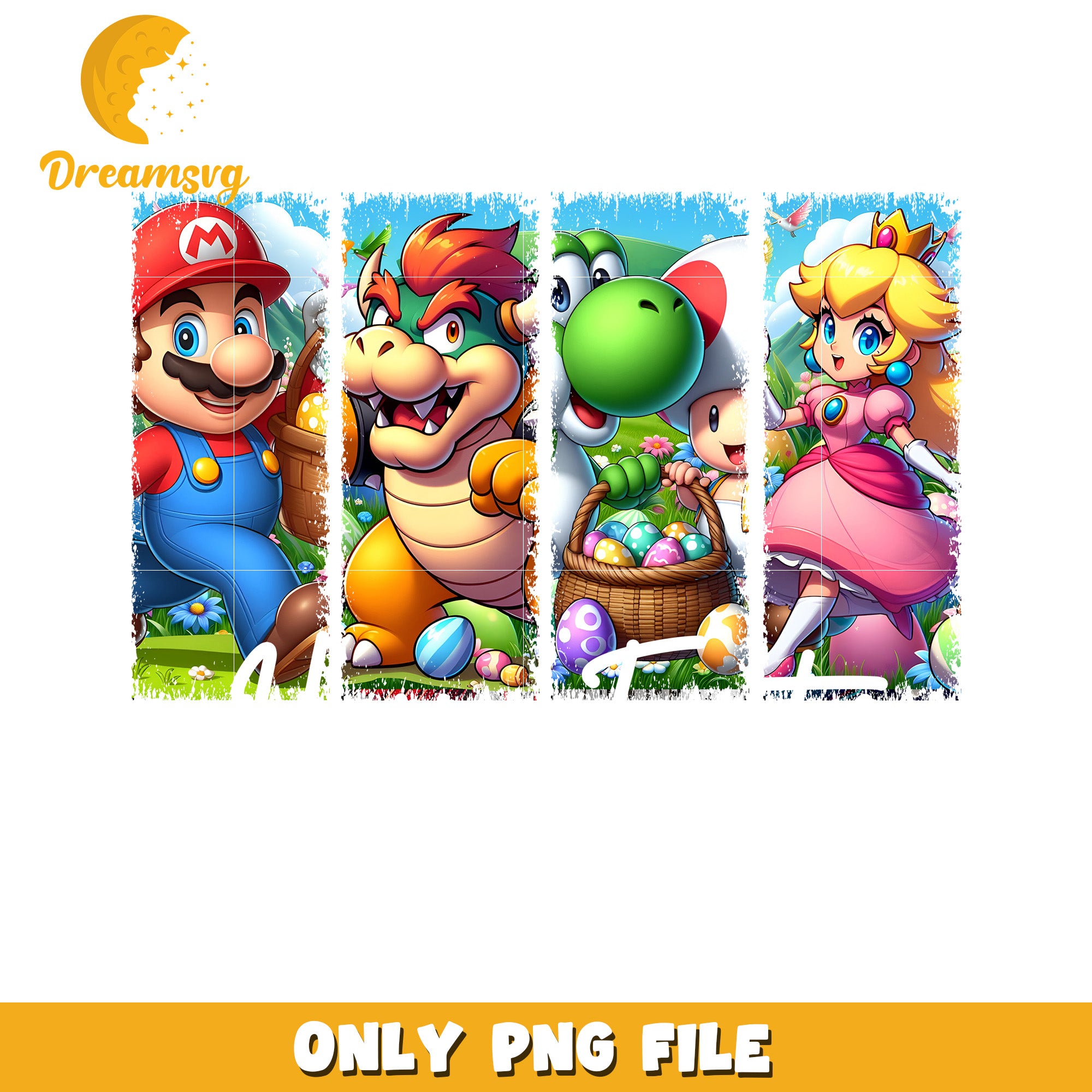 Colorful Mario and Friends Easter PNG Artwork Collection – DreamSVG Store