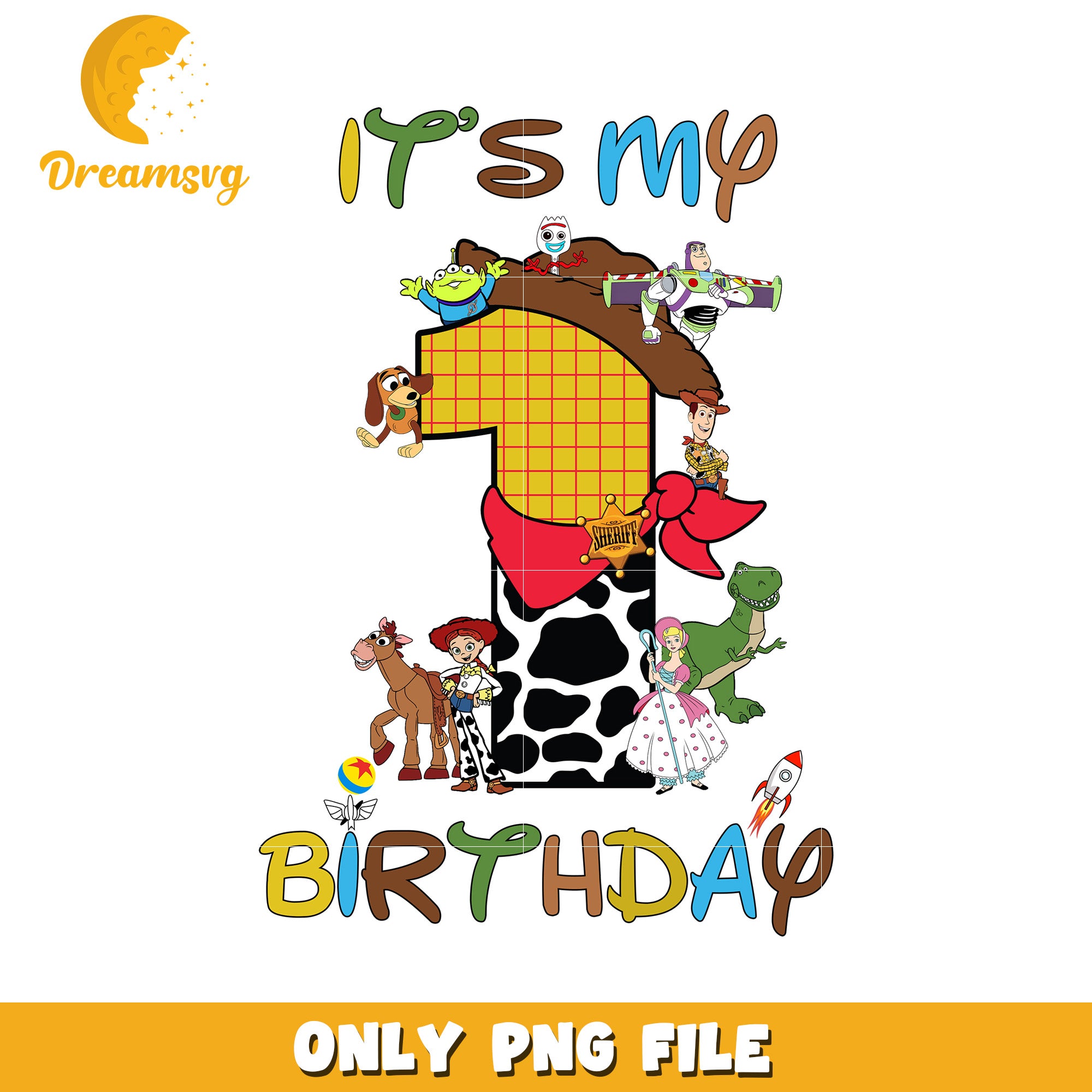 Colorful One Birthday Design PNG for Kids Celebrations – DreamSVG Store