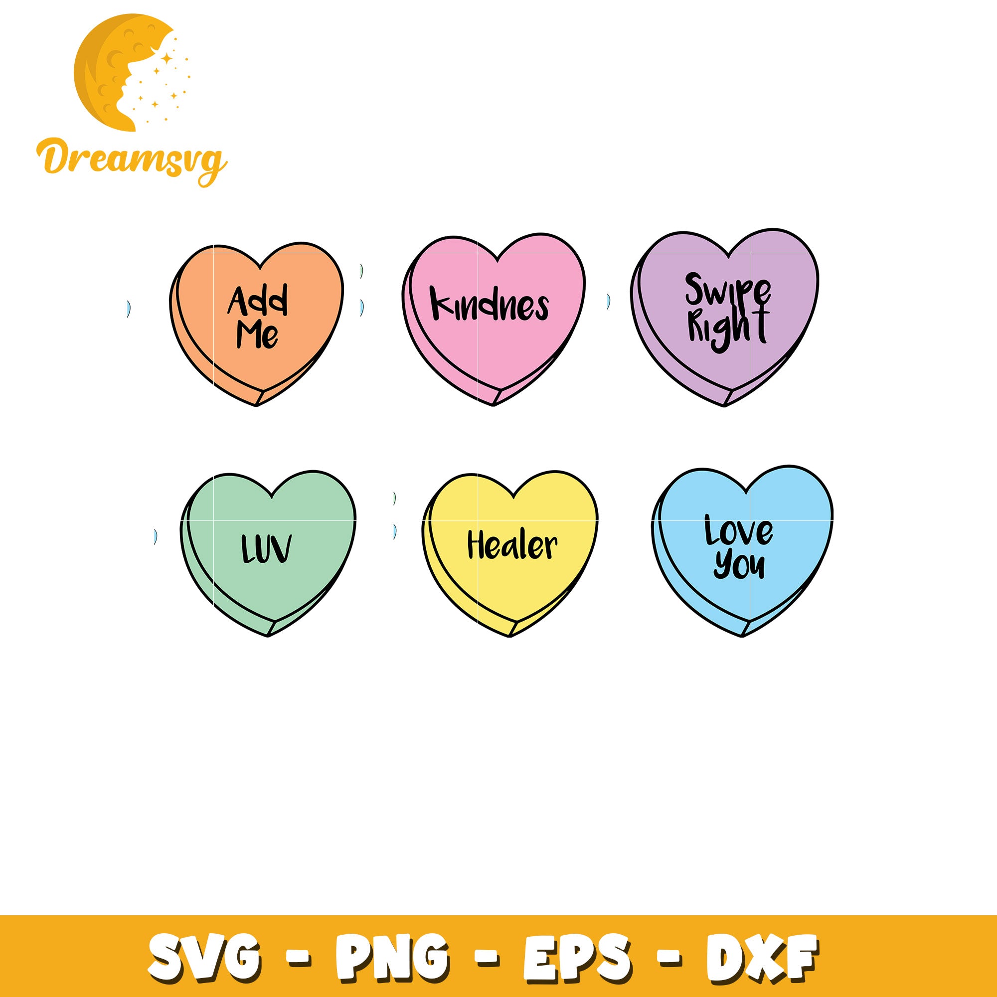 Conversation Hearts bundle svg, heart shape svg, valentine svg ...