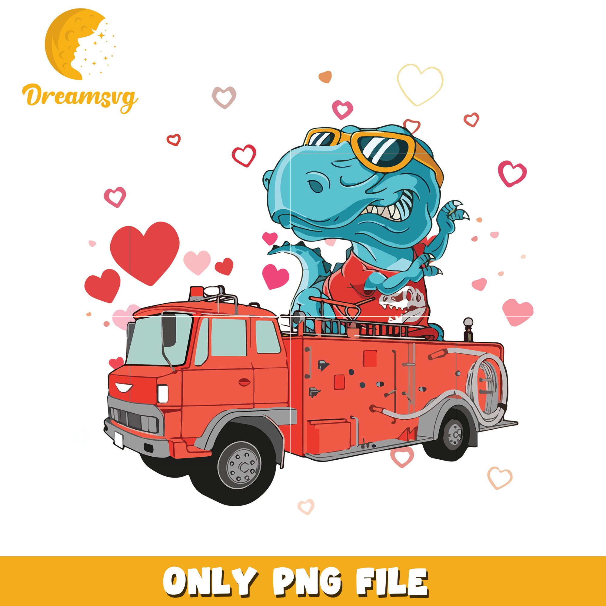 Cool Dino Firetruck PNG Image – DreamSVG Store