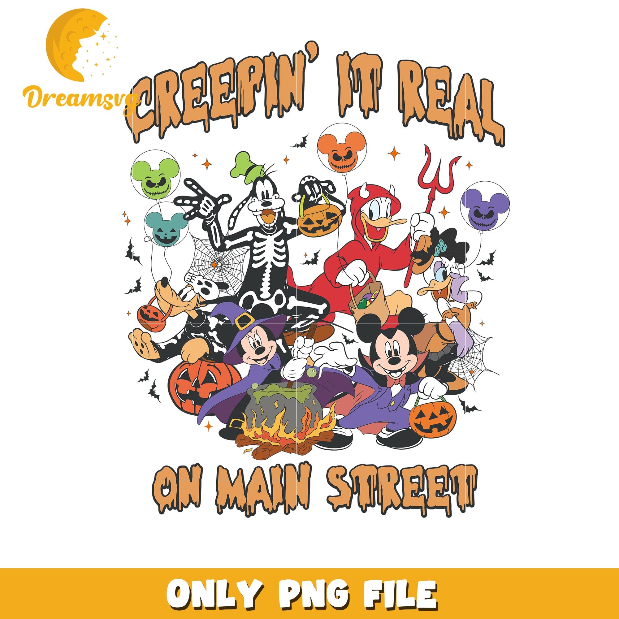 Creepin' it real png, Disney halloween friends png, Disney cartoon cha ...