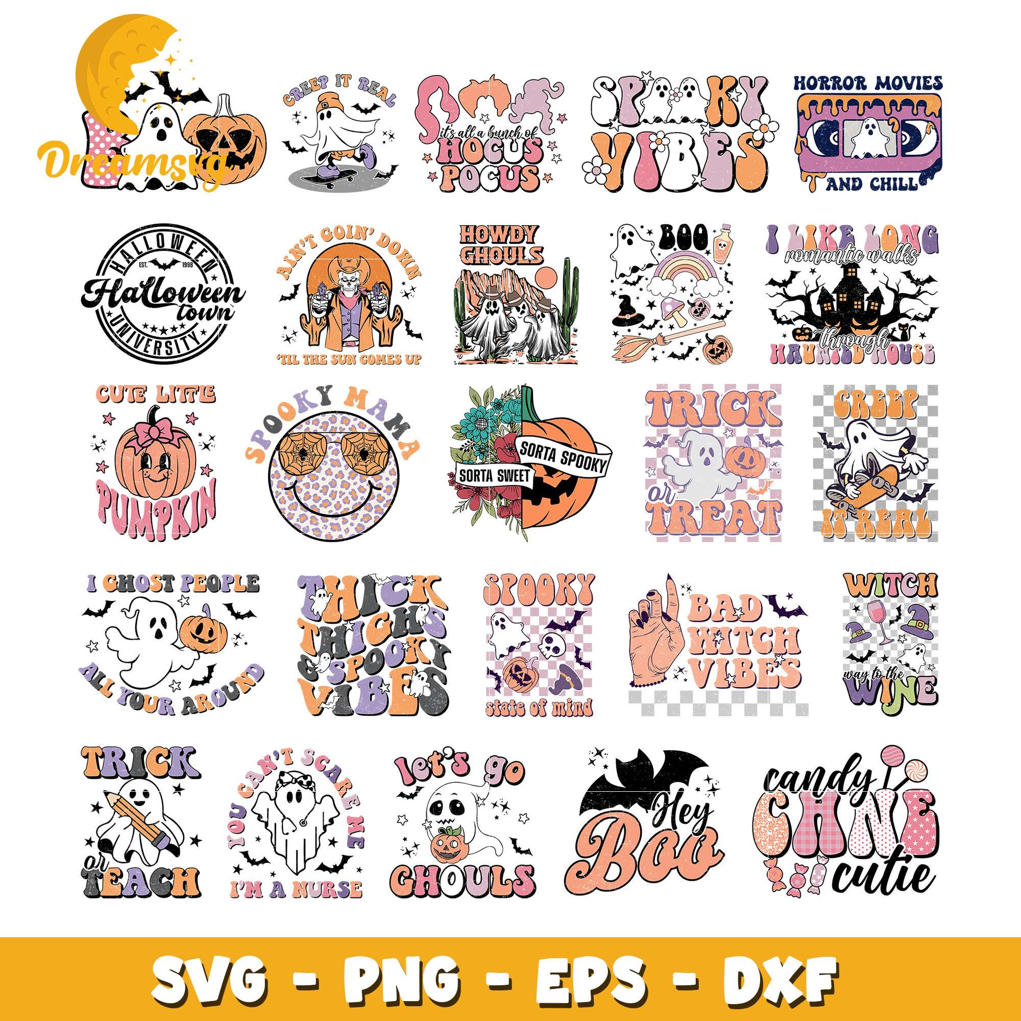 Creep it real halloween design bundle svg, halloween ghost cute svg ...