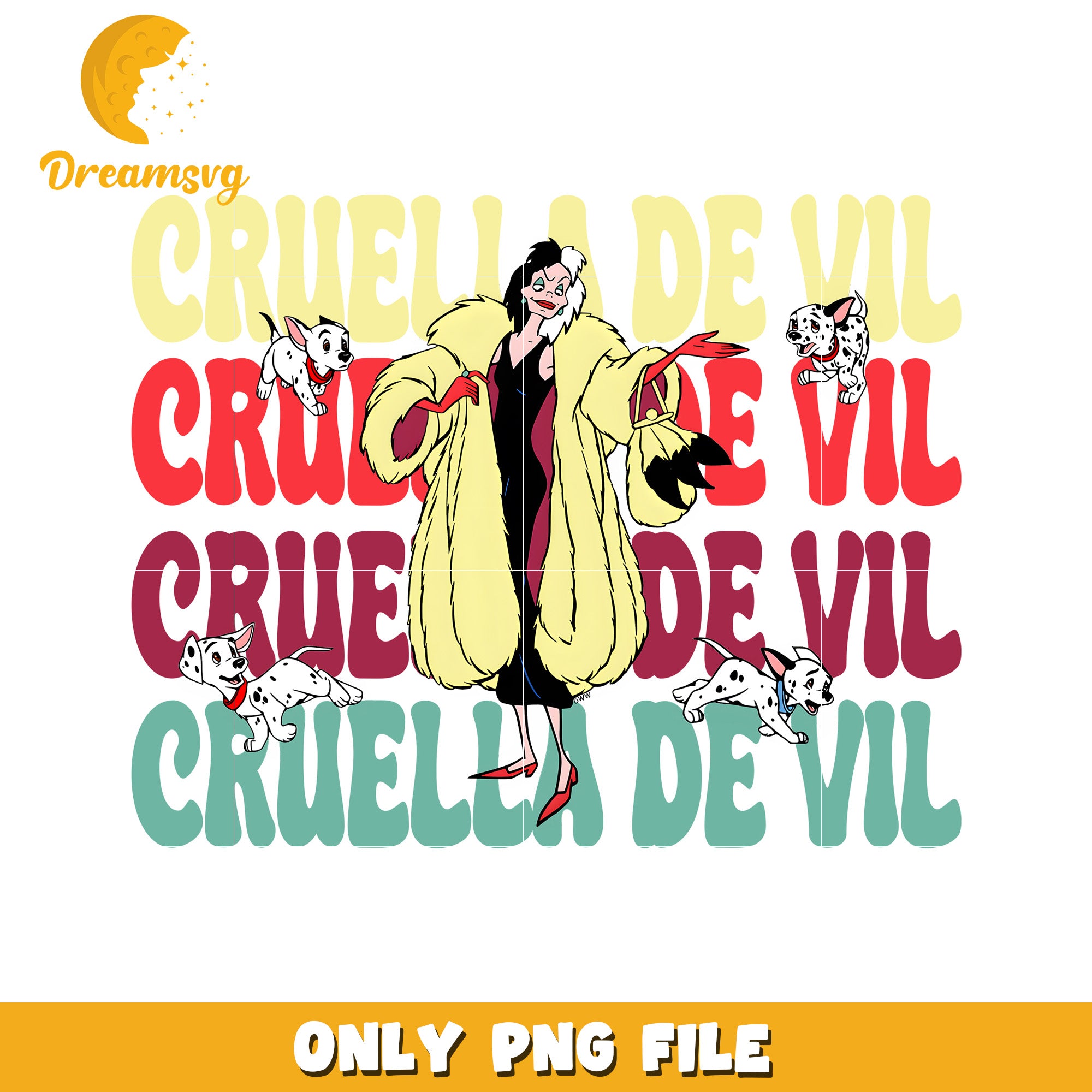 Cruella de vil png, disney villain png, 101 dalmatians png – DreamSVG Store