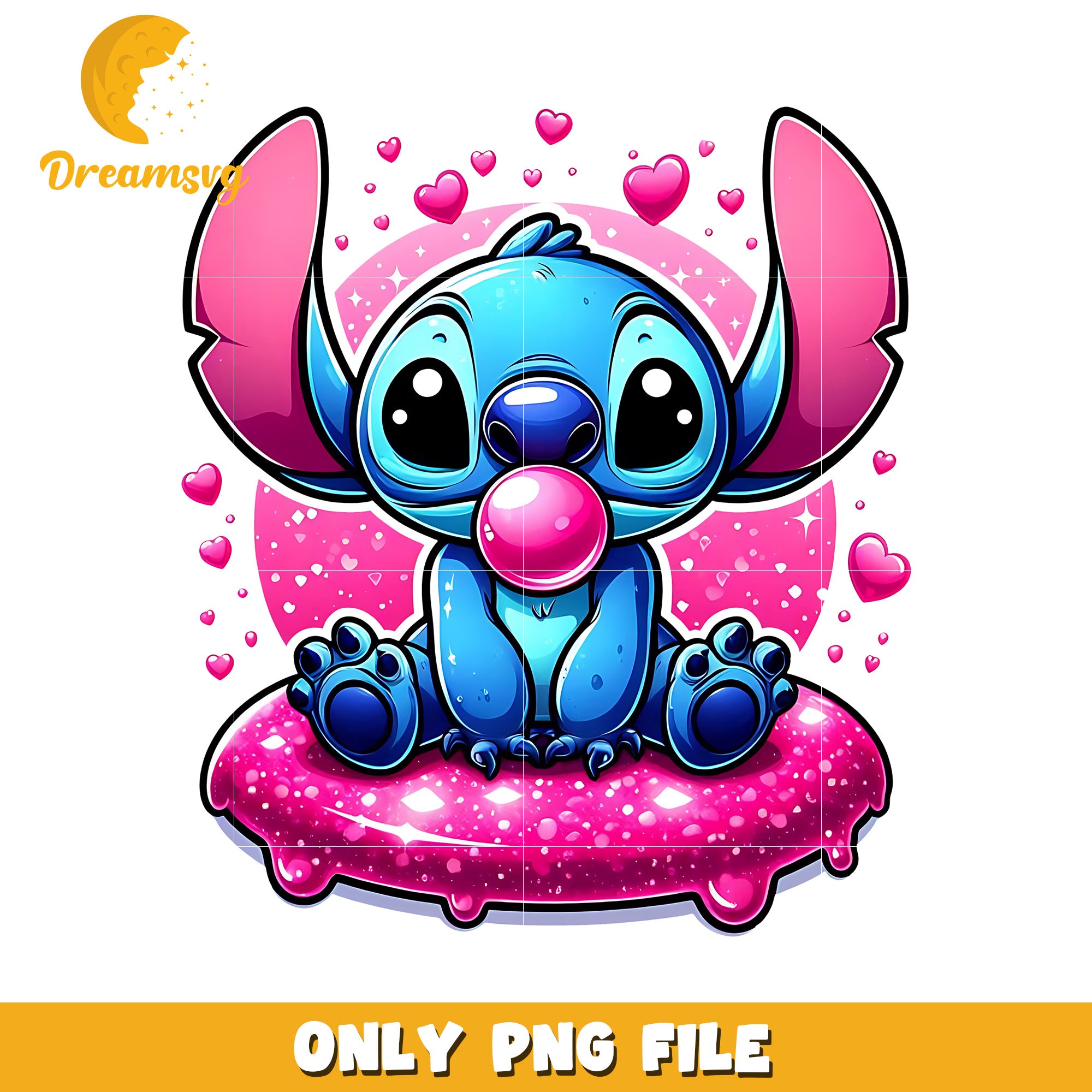 Cute Blue Character with Heart Background PNG Design – DreamSVG Store