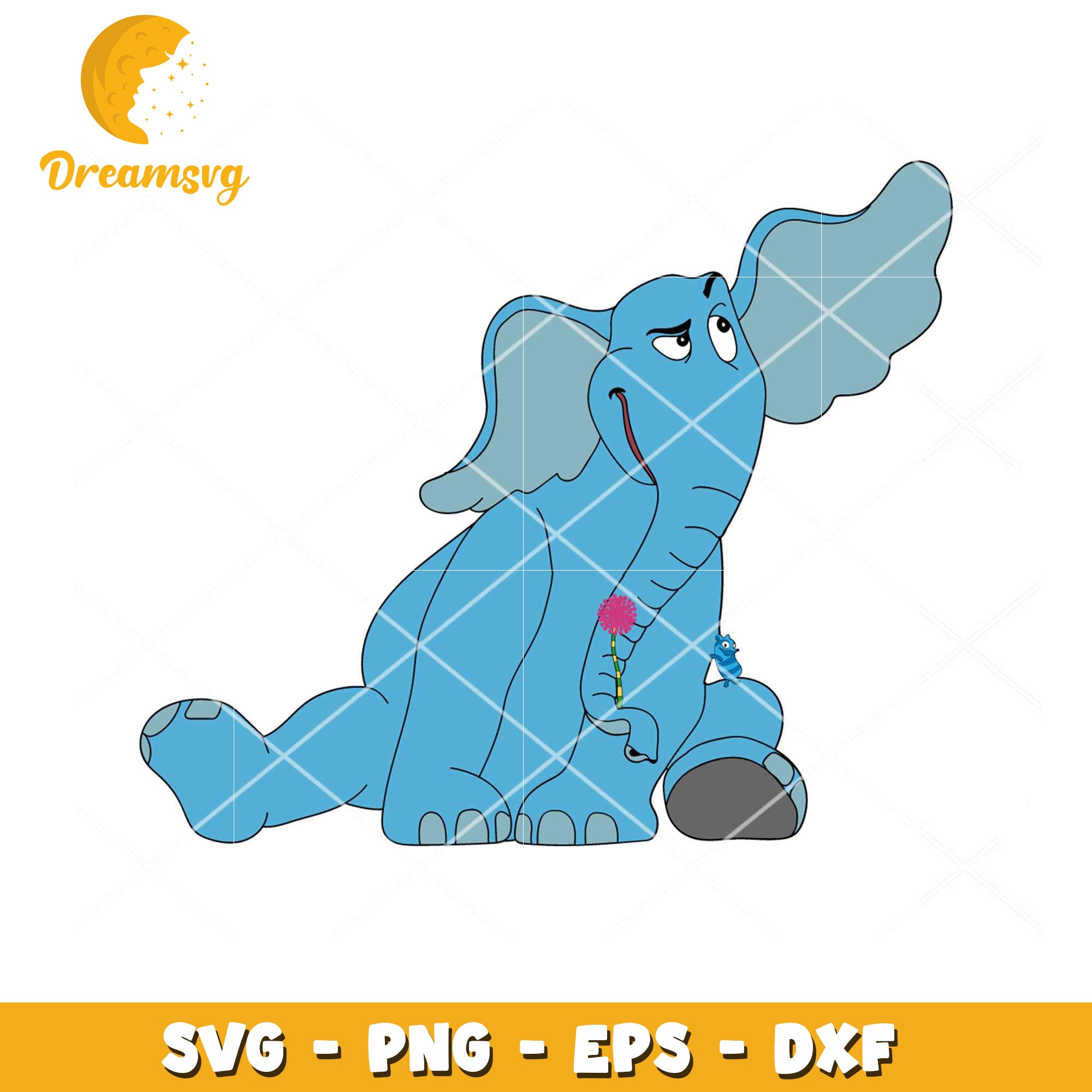 Cute Blue Elephant Character SVG for Crafts and Designs – DreamSVG Store
