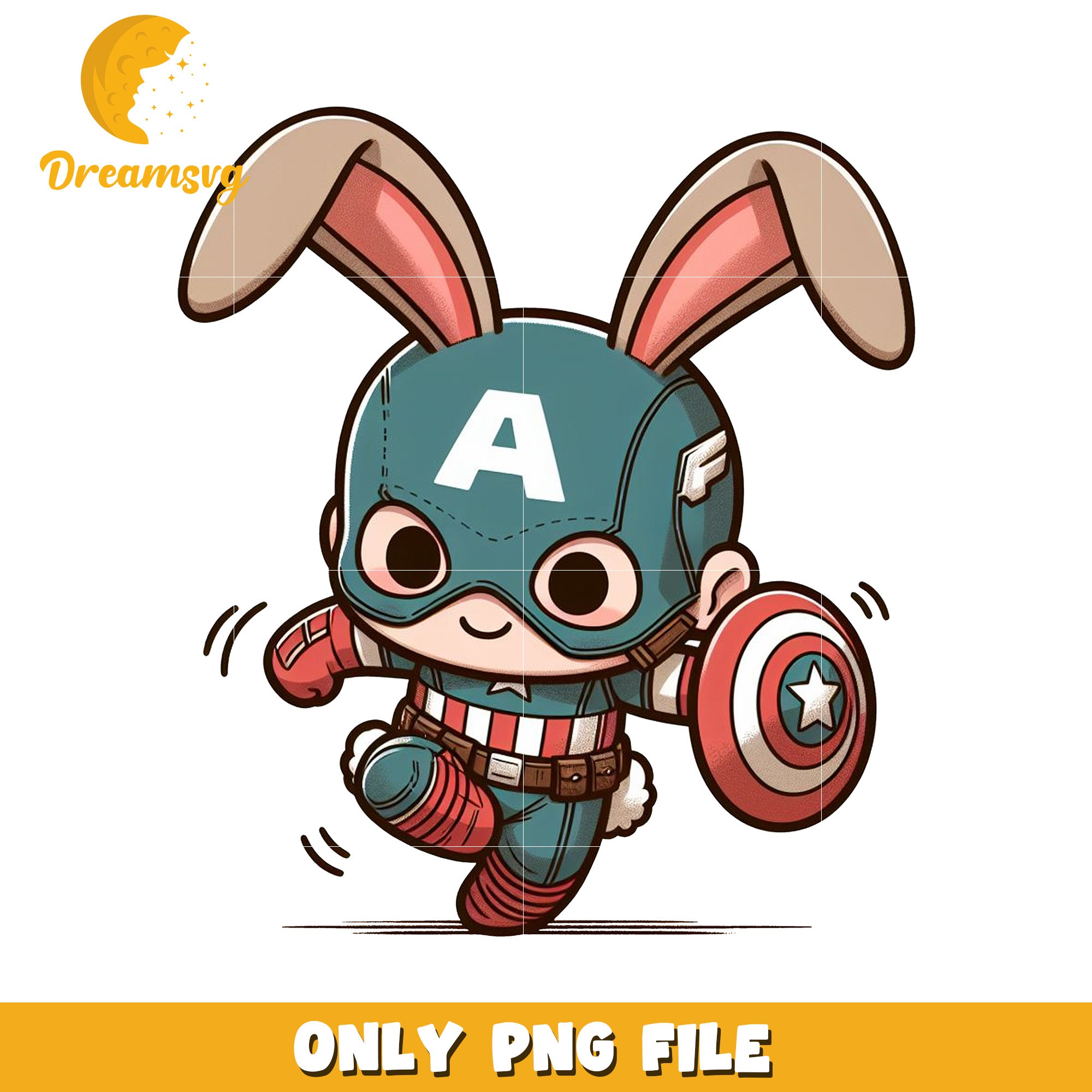 Cute Bunny Captain America PNG File for Fun Designs – DreamSVG Store