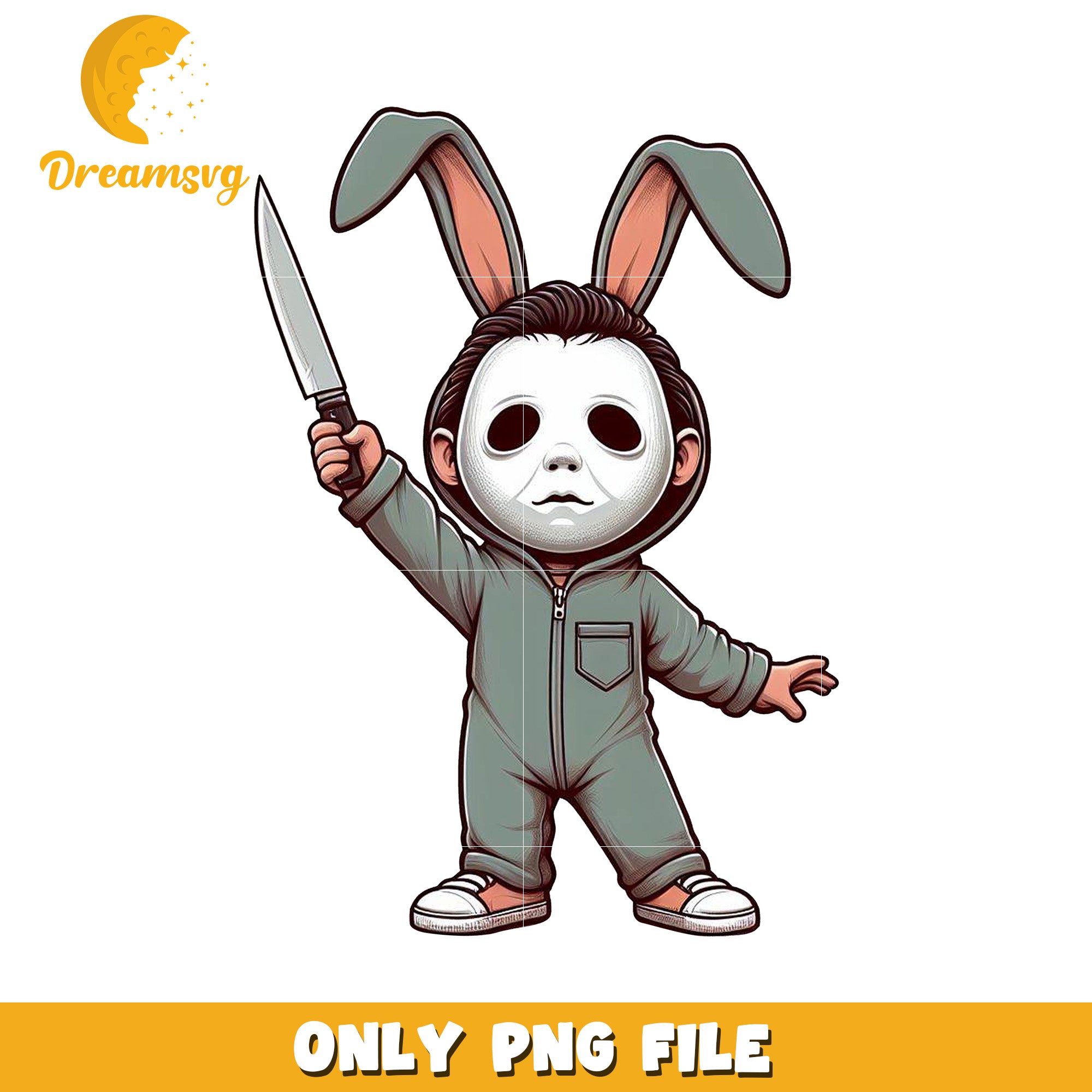 Cute Bunny Child Holding Knife PNG Image for Halloween Decor – DreamSVG ...
