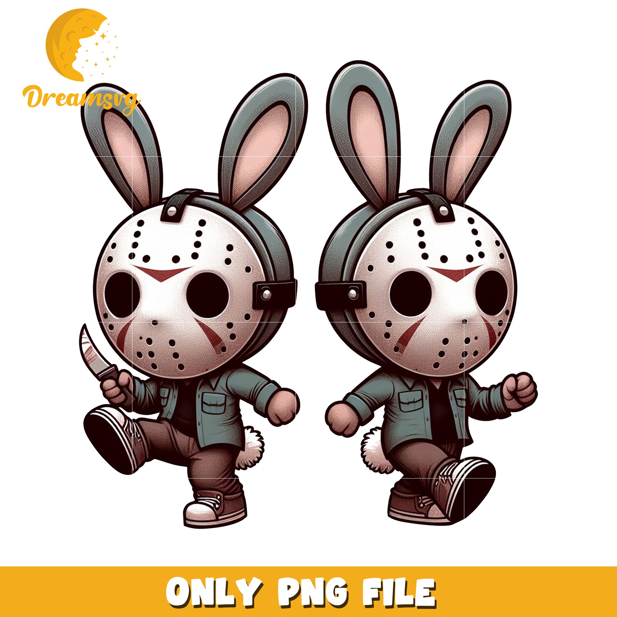 Cute Bunny Jason Character PNG File for Downloadable Art – DreamSVG Store