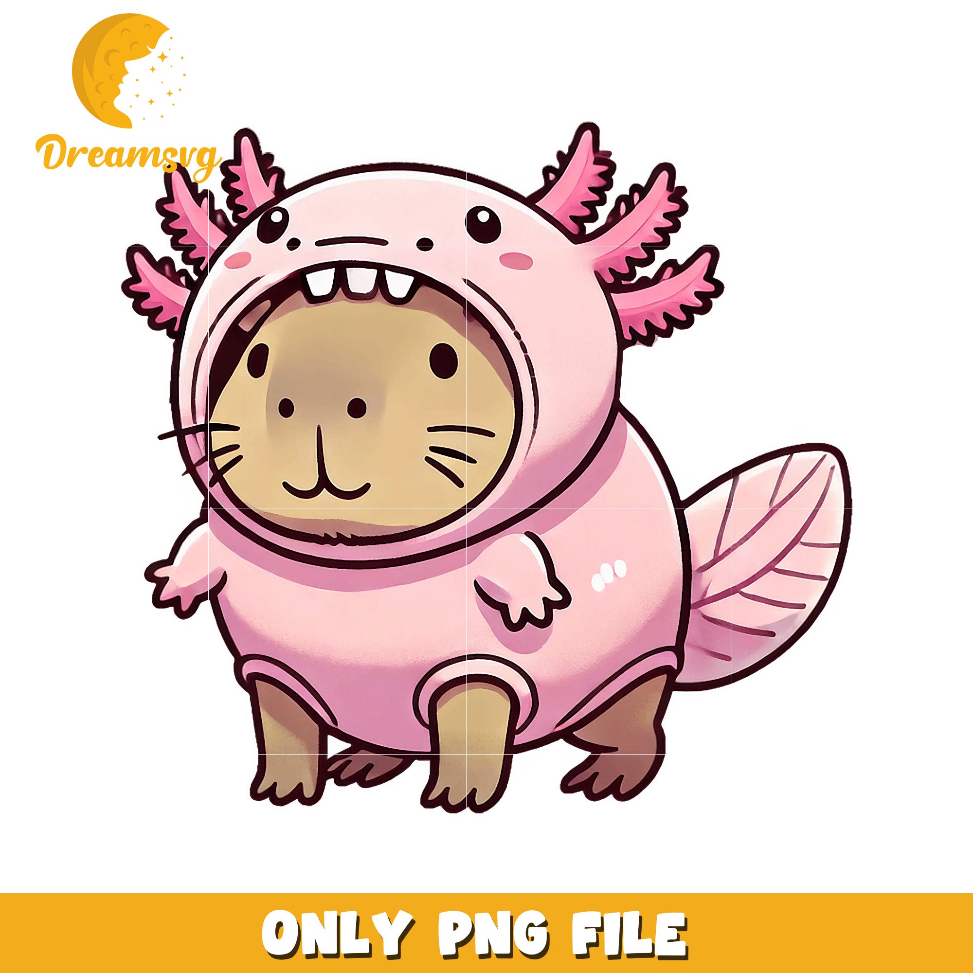 Cute Capybara in Axolotl Costume PNG – DreamSVG Store