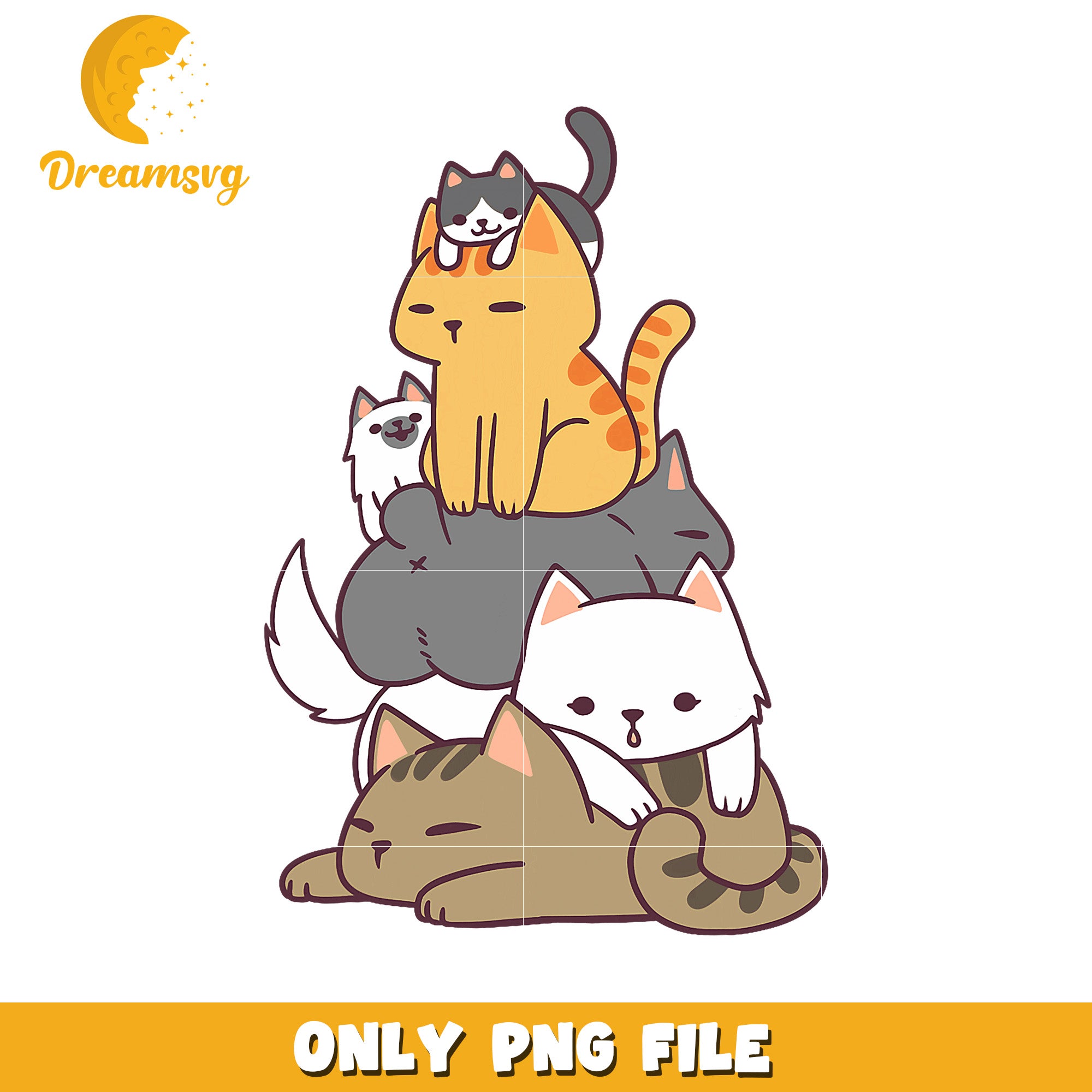 Cute Cat Stack PNG Download – DreamSVG Store