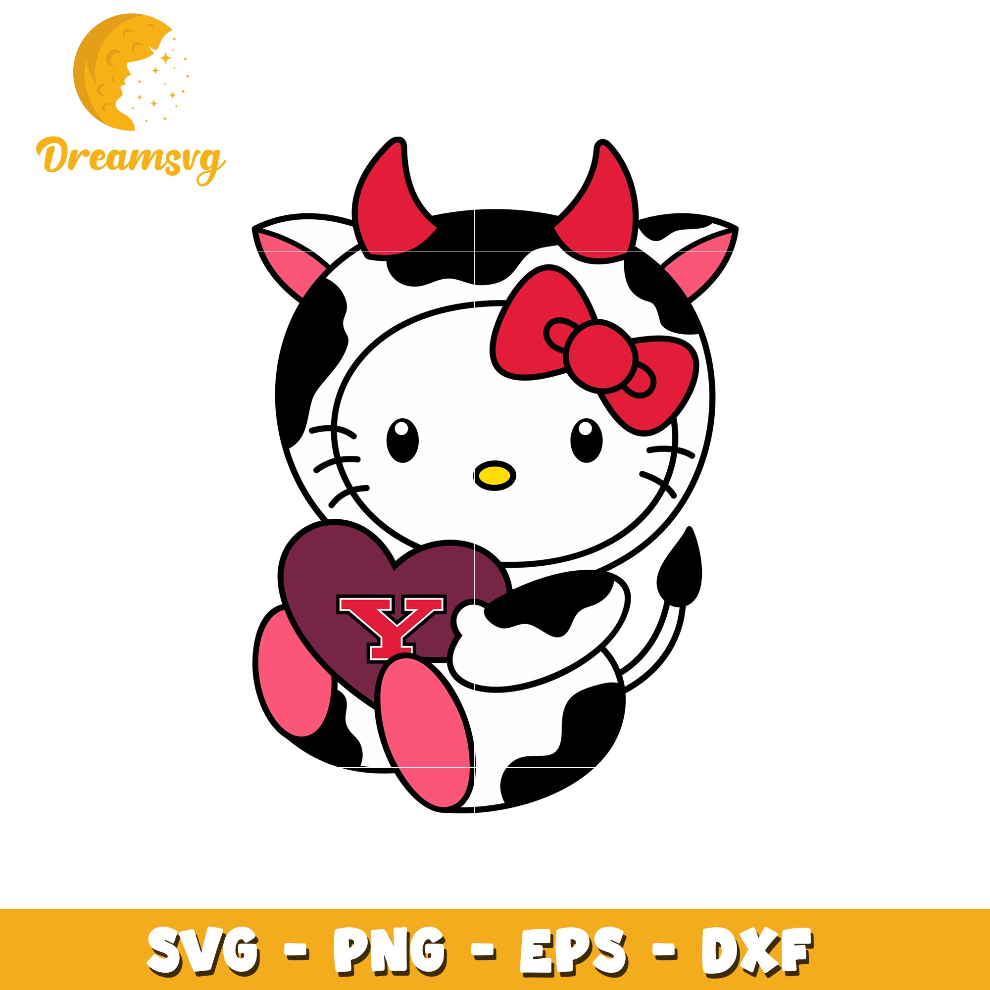 Cute Cow Character SVG Design with Heart Shape – DreamSVG Store
