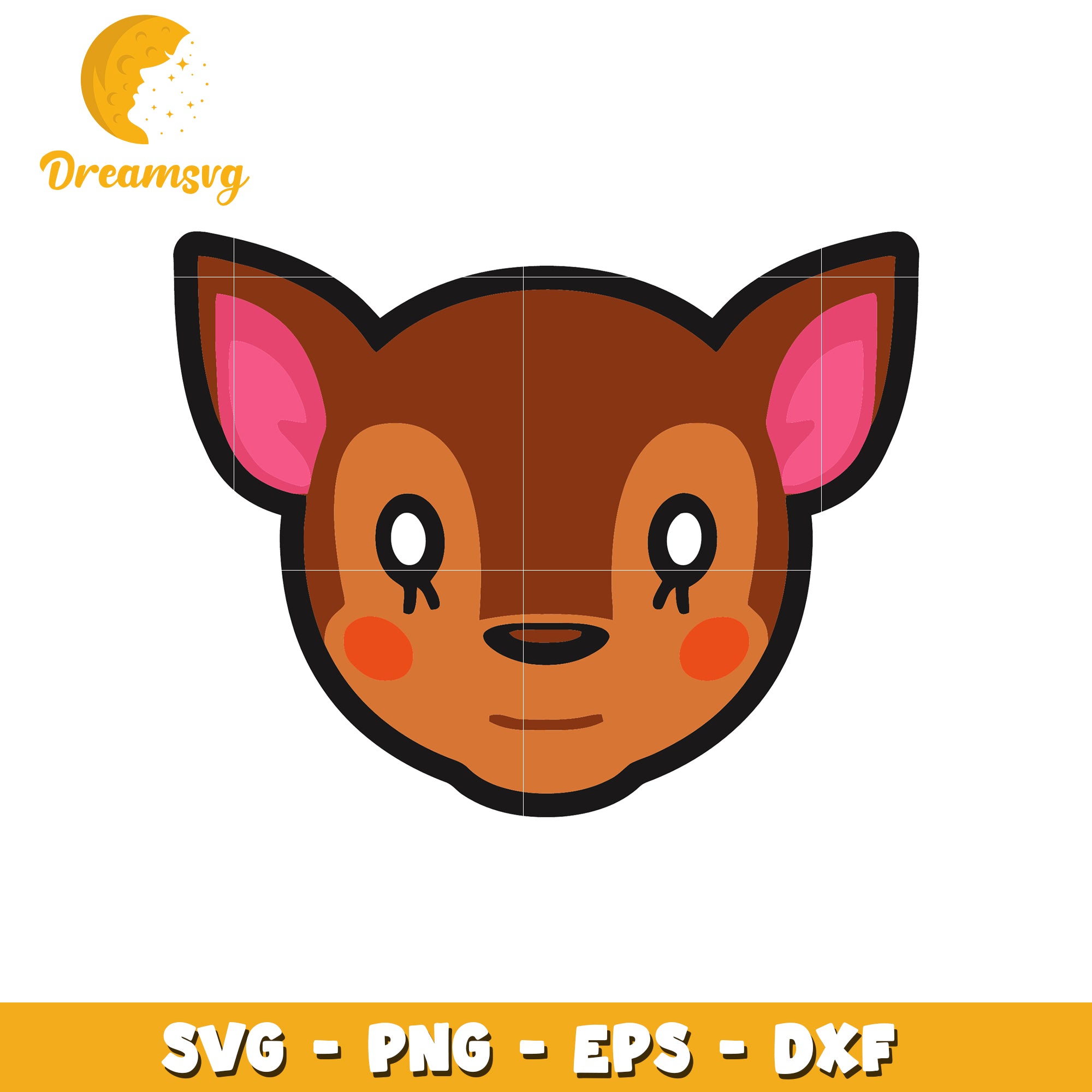 Cute Deer Face SVG PNG EPS DXF – DreamSVG Store