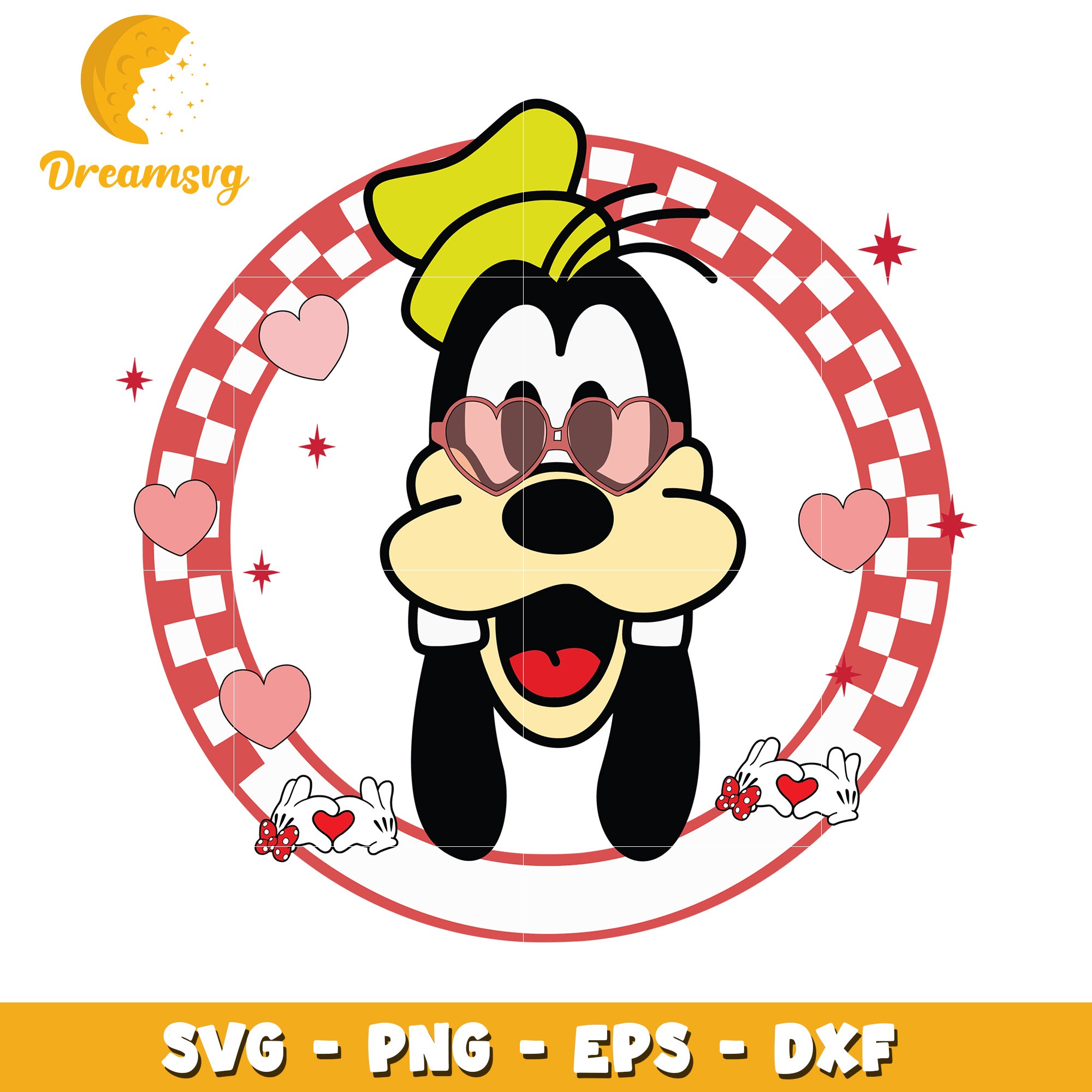 Cute Goofy SVG with Heart Glasses for Fun Craft Projects – DreamSVG Store
