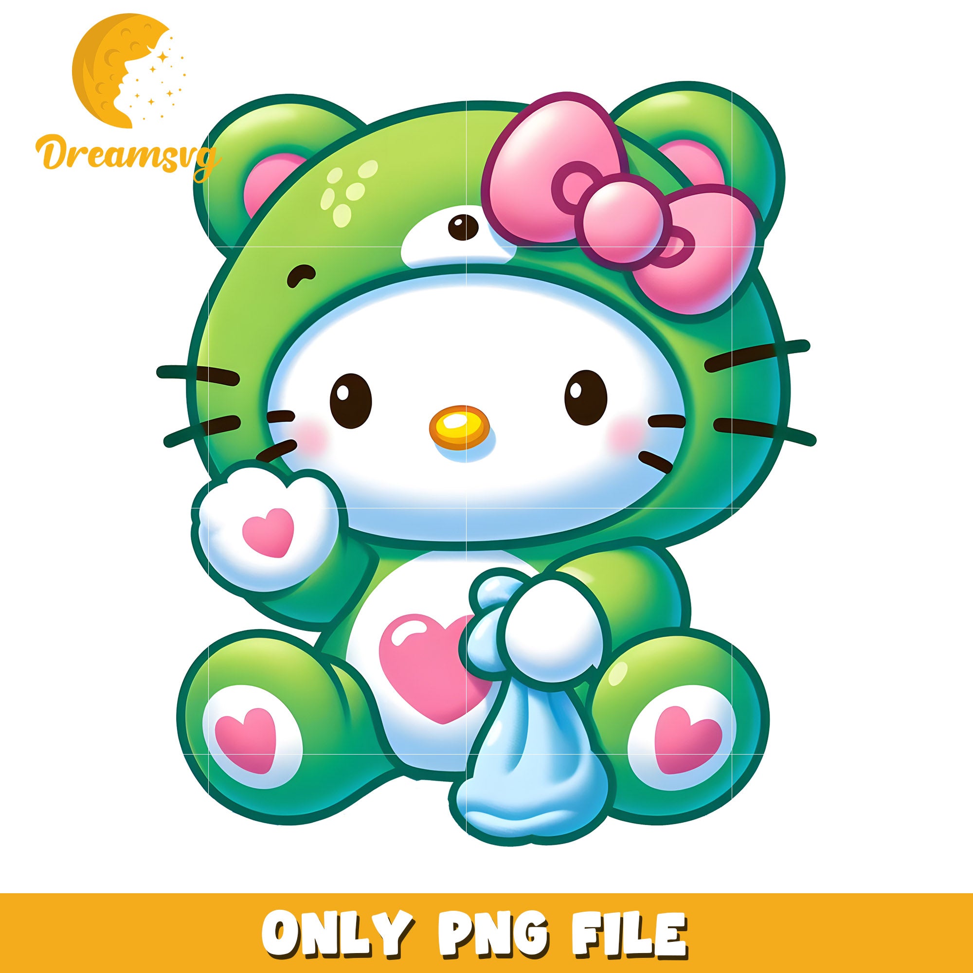 Cute Green Hello Kitty PNG Download – DreamSVG Store