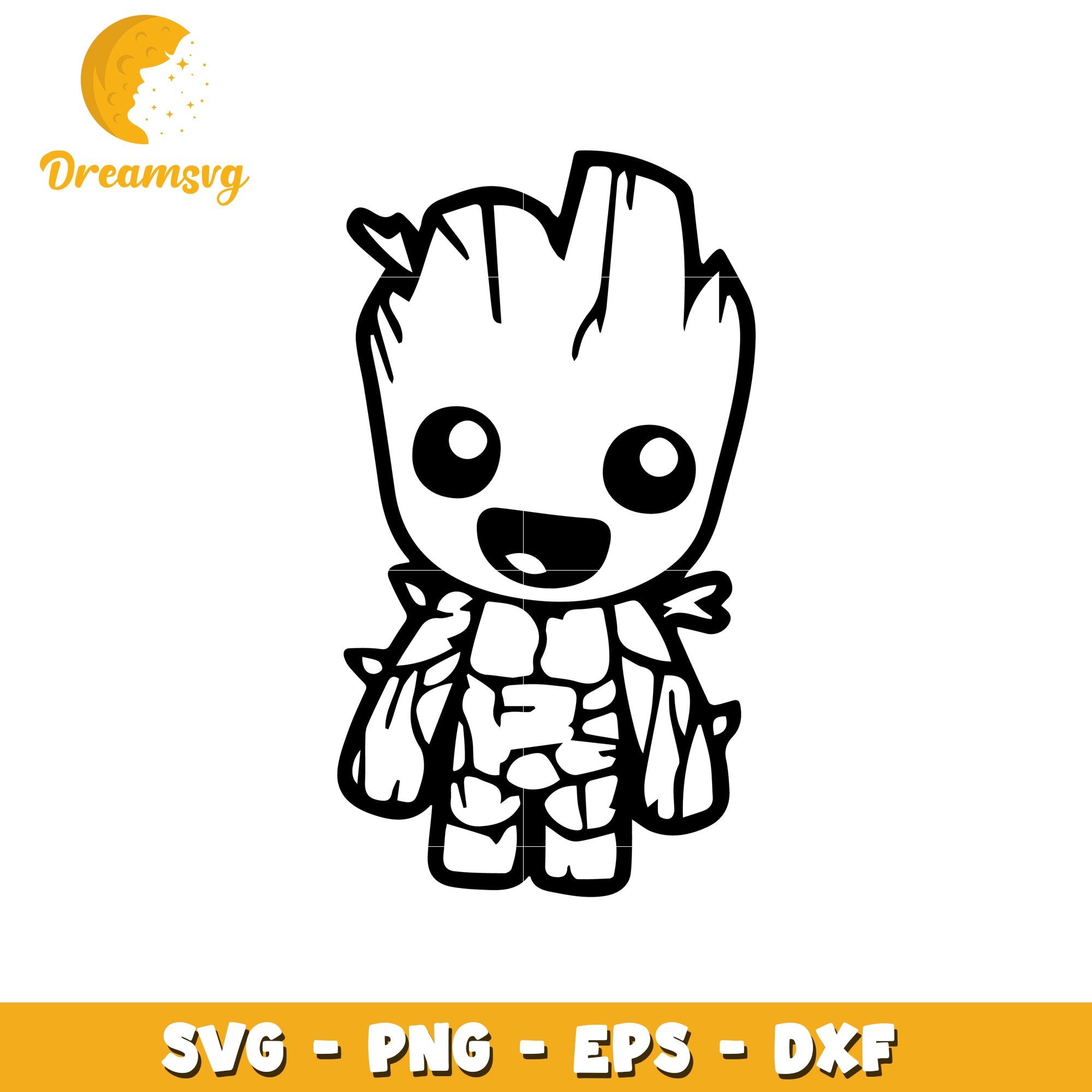 Cute Groot Character SVG File for Creative Projects – DreamSVG Store
