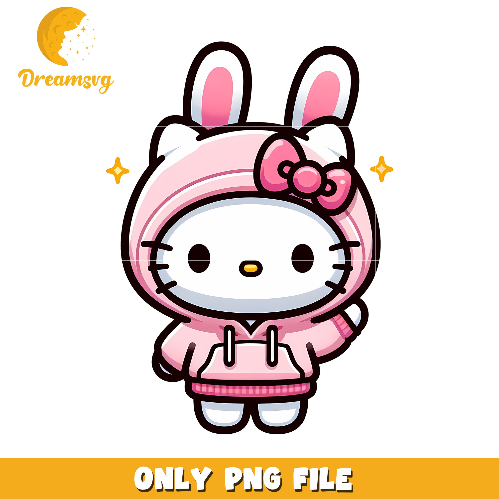 Cute Hello Kitty Bunny Hoodie PNG for Crafting Projects – DreamSVG Store