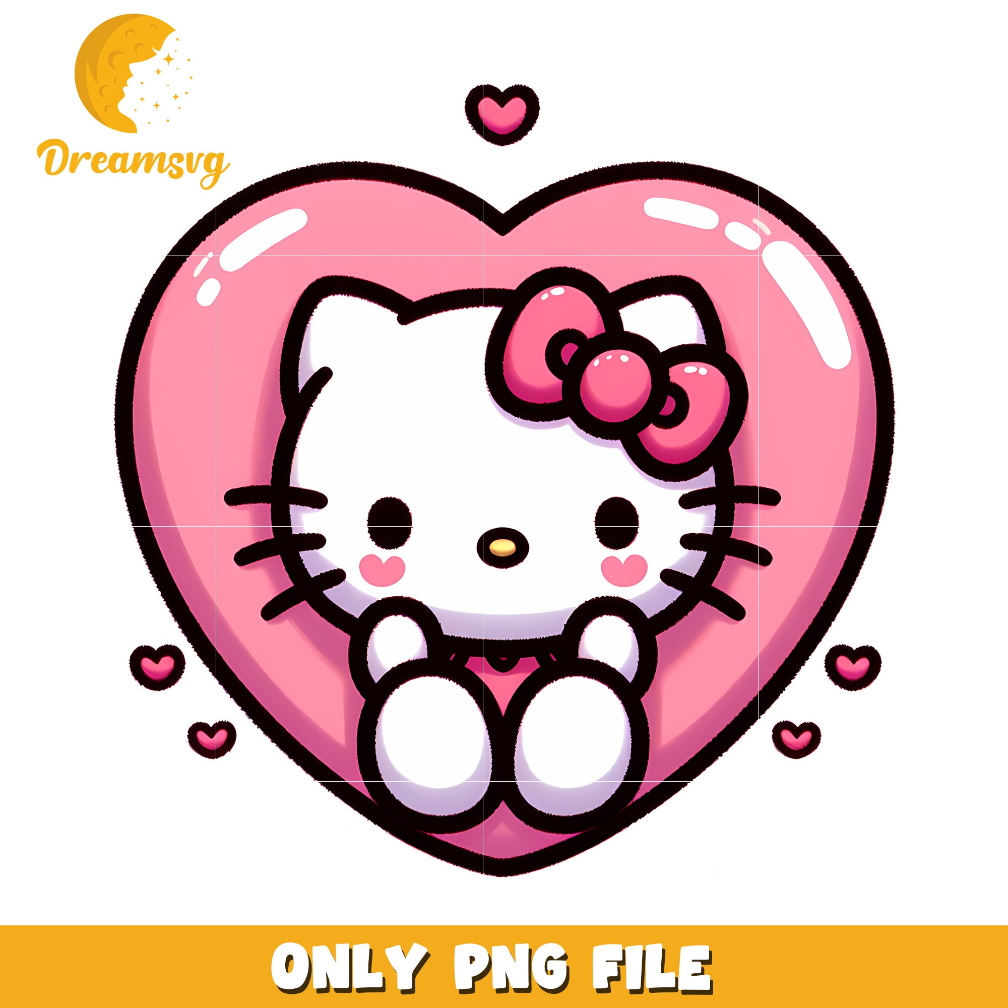 Cute Hello Kitty Heart Illustration PNG Downloadable File – DreamSVG Store