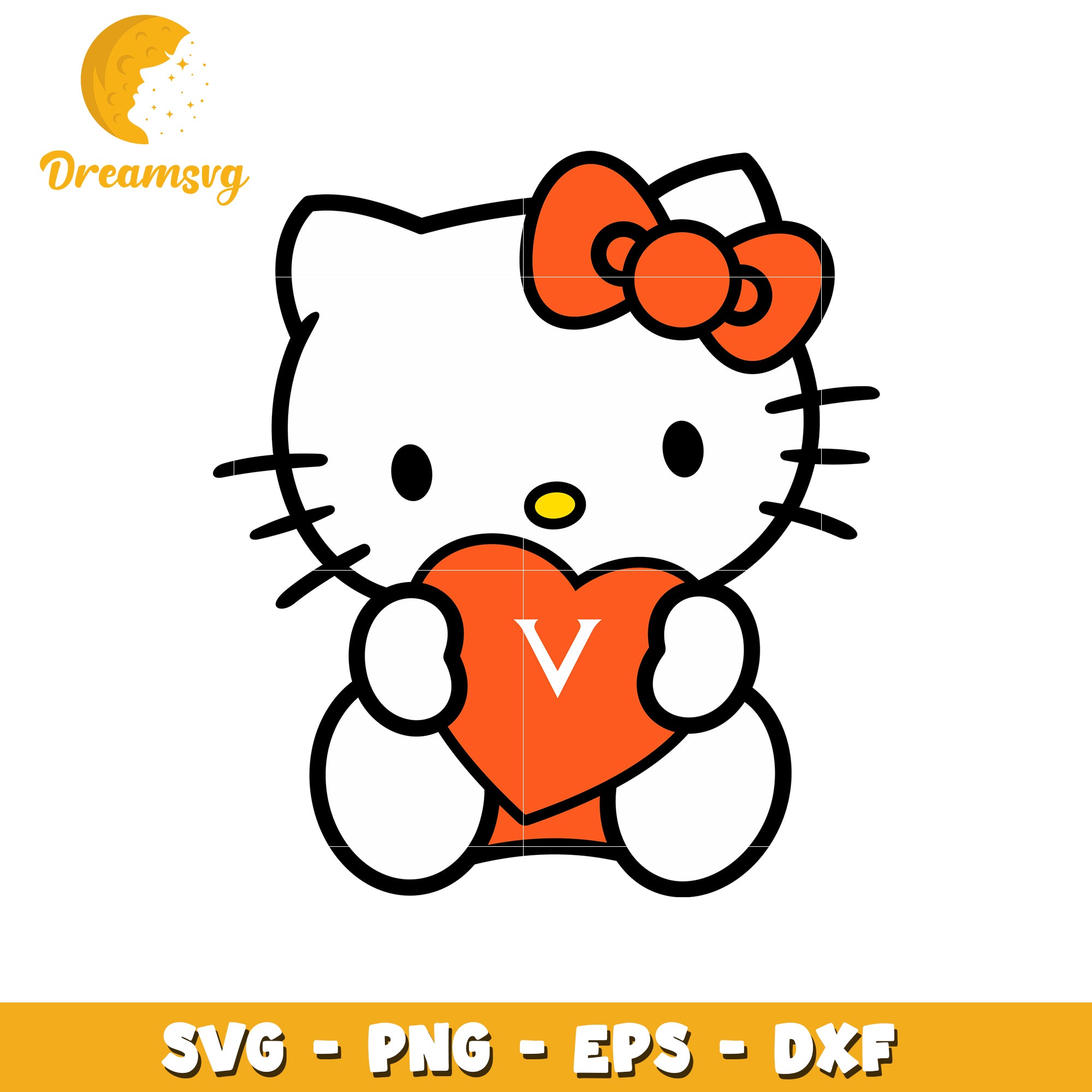 Cute Hello Kitty Heart SVG Design for Crafting Fun – DreamSVG Store