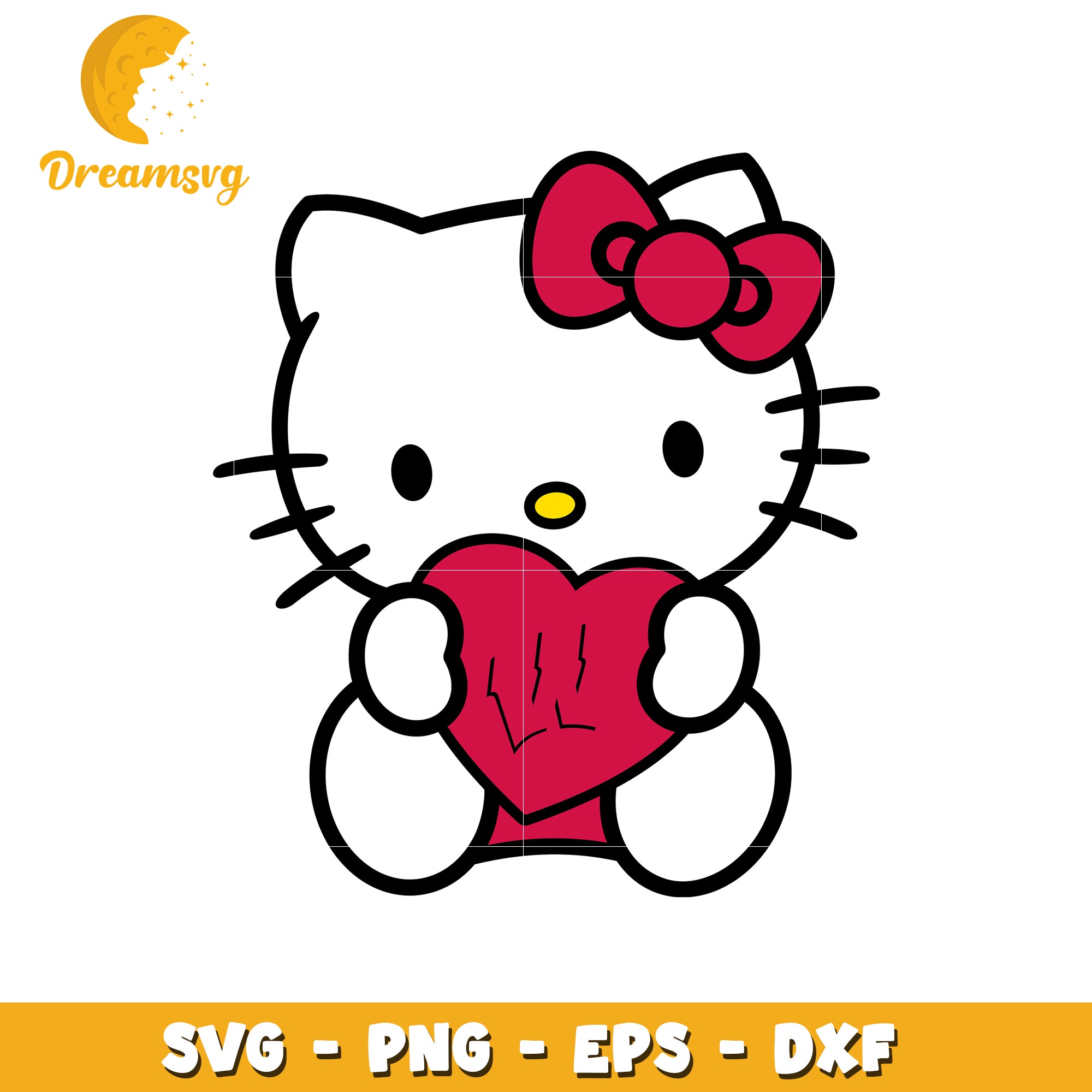Cute Hello Kitty Heart SVG Design for Crafts – DreamSVG Store