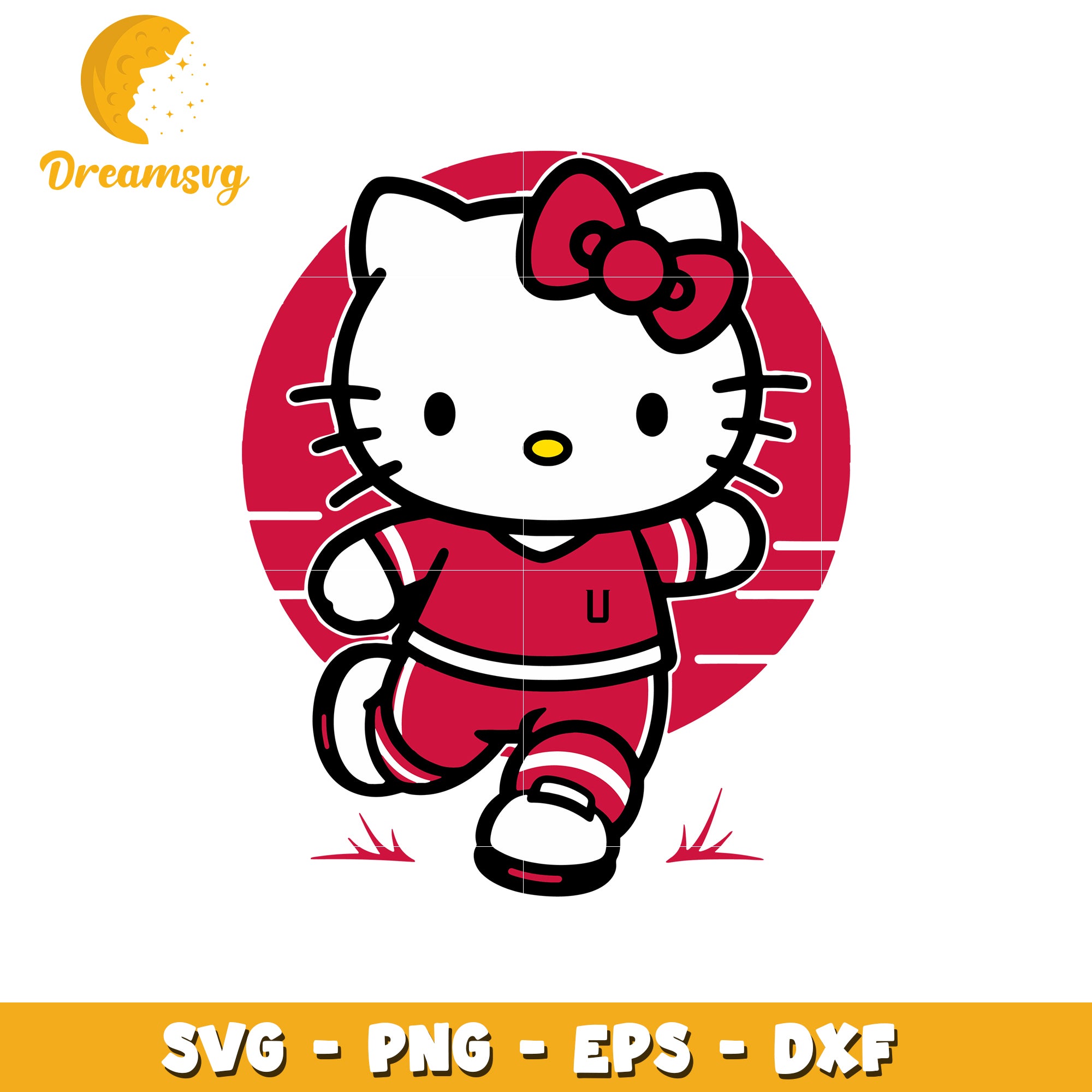 Cute Hello Kitty Running SVG Design for Kids Crafts – DreamSVG Store