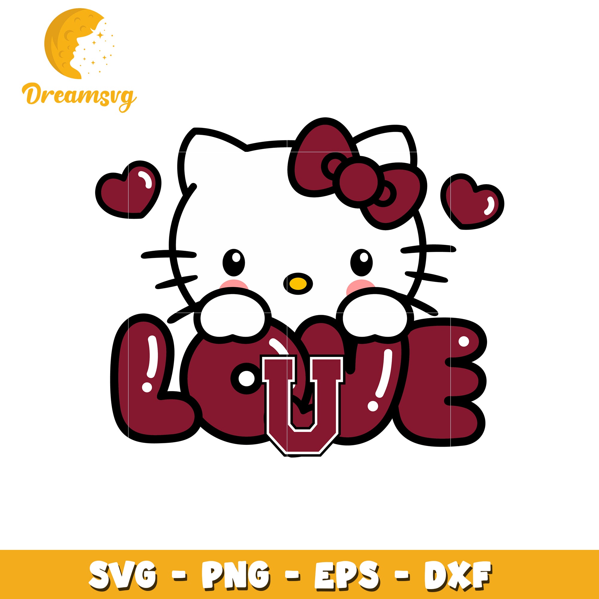 Cute Hello Kitty SVG Love Design for Crafts Projects – DreamSVG Store