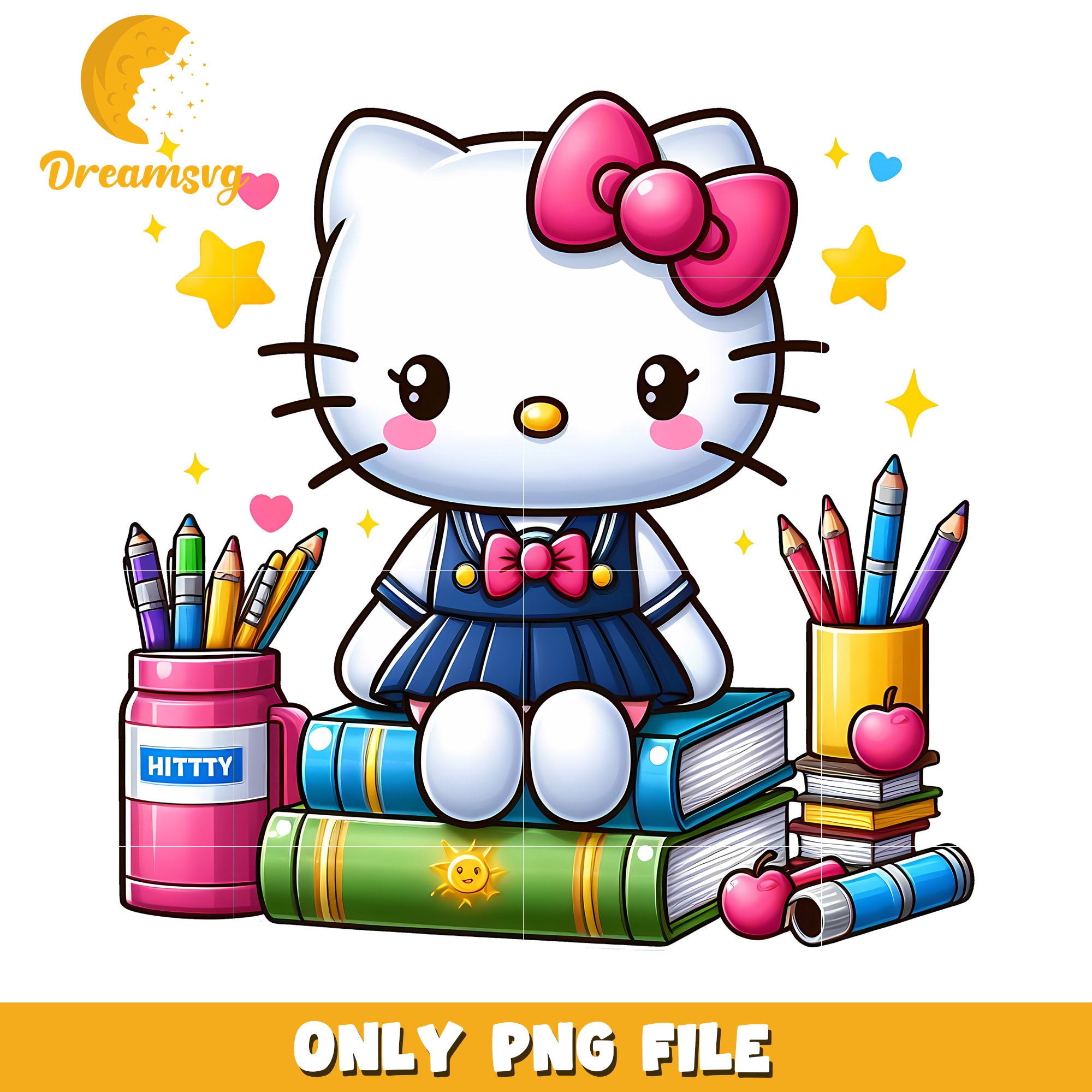Cute Hello Kitty School PNG – DreamSVG Store