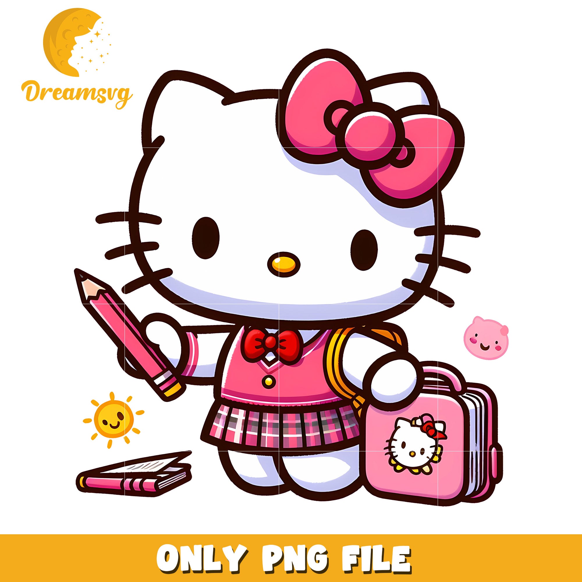 Cute Hello Kitty Schoolgirl PNG Image – DreamSVG Store